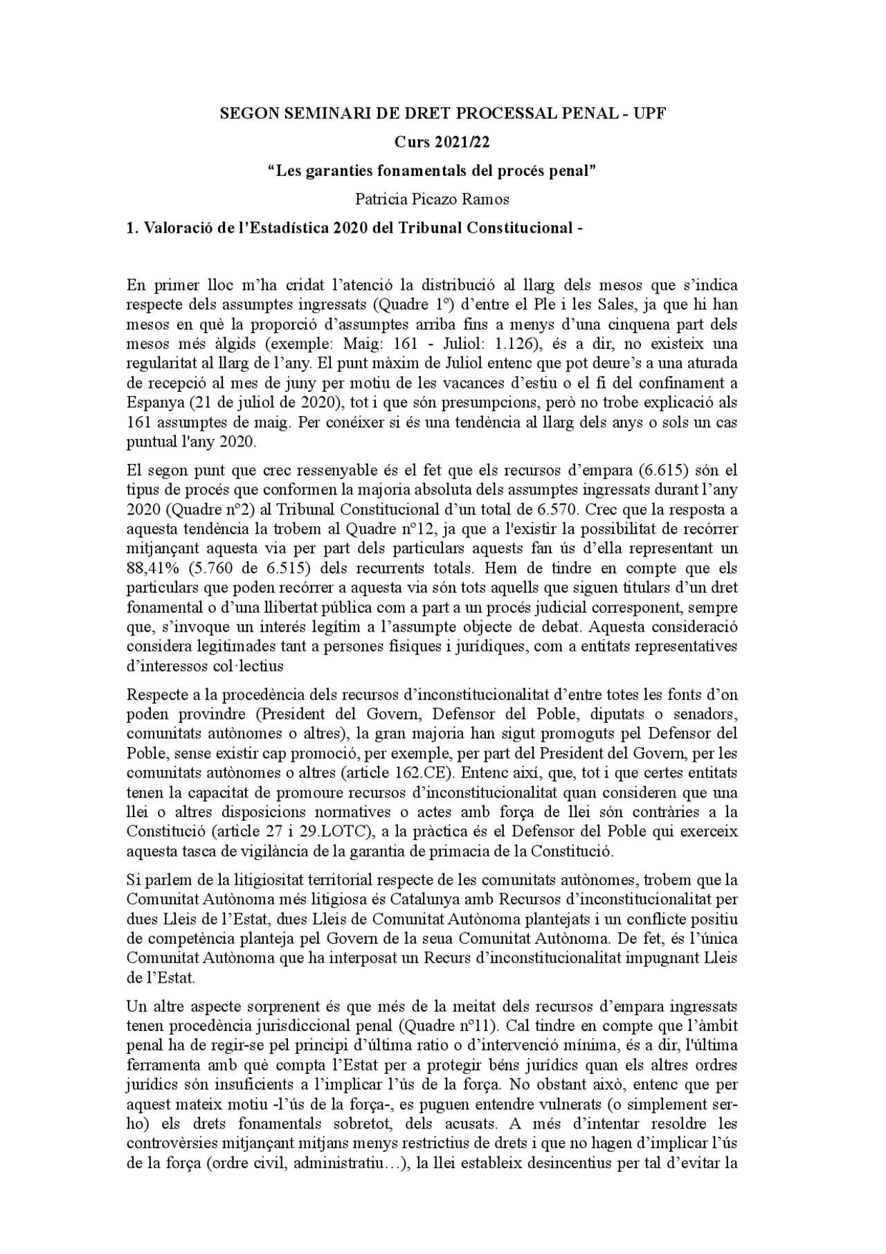 Seminari Ii Dret Processal Penal Docsity