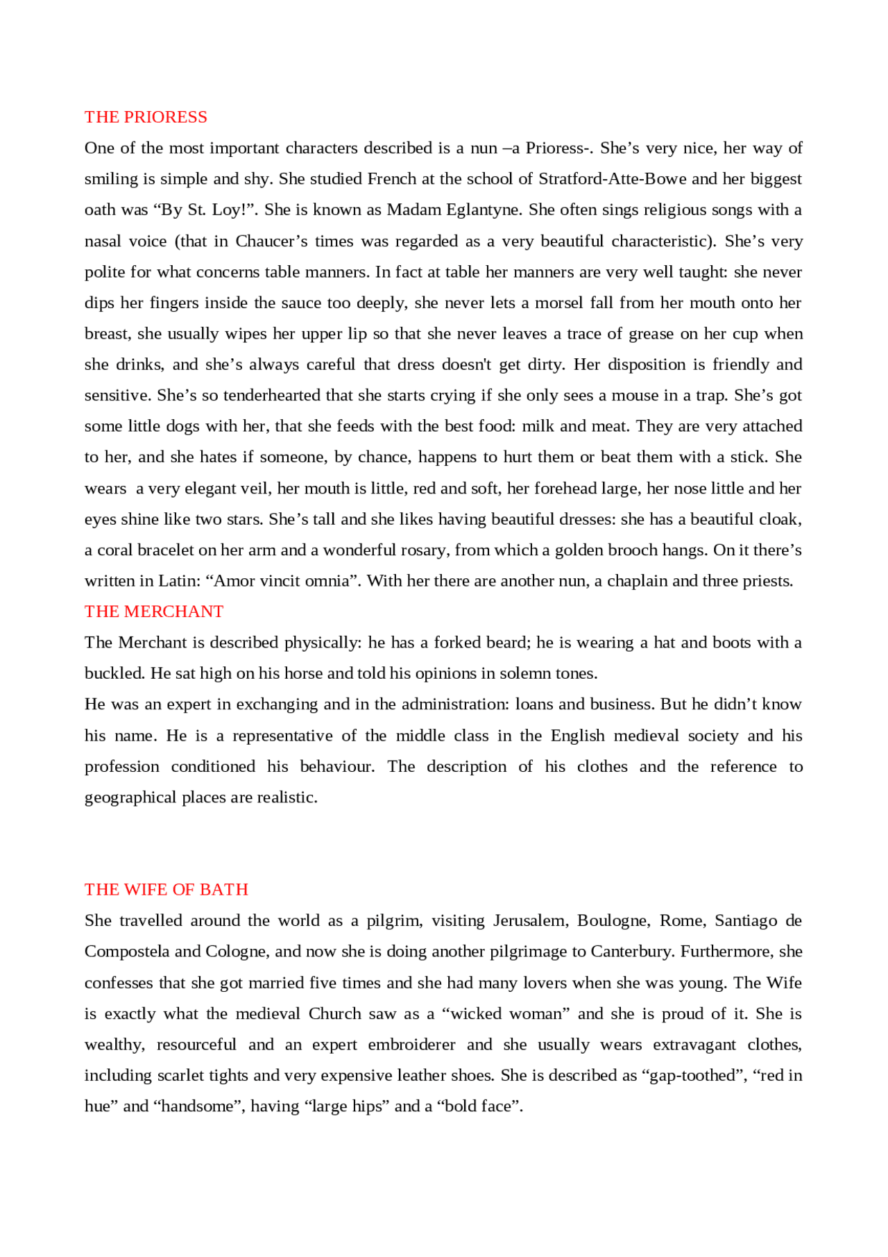 Riassunti Testi Chaucer Docsity