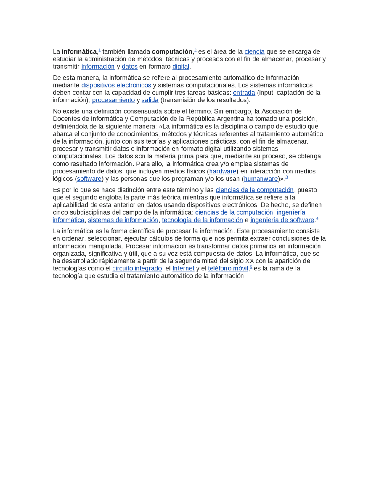 Importancia de la informatica | Resúmenes de Informática | Docsity