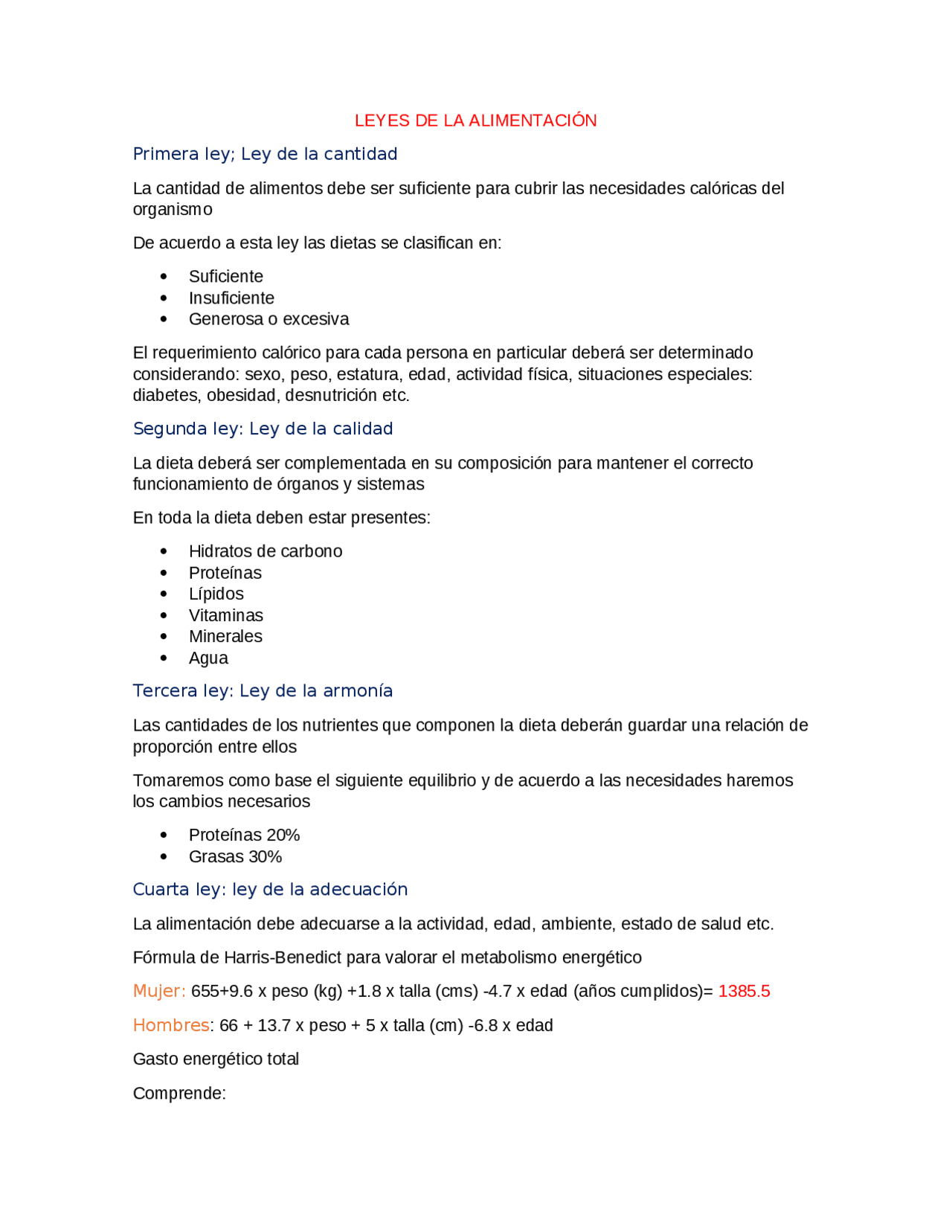 Leyes De La Alimentación Docsity