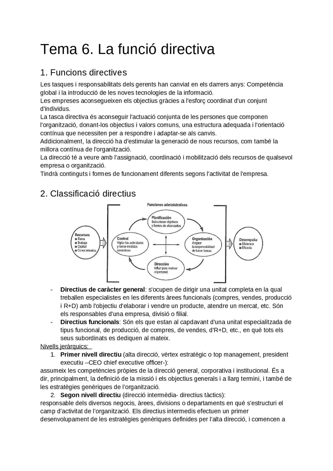 Tema 6. La funcion directiva - Docsity