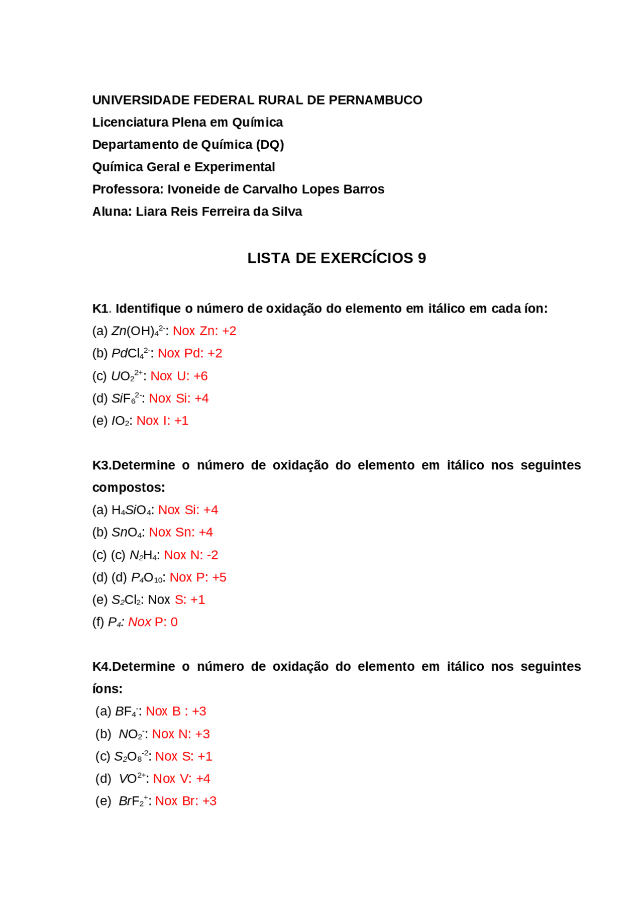 Fichas De Aula Química Geral Experimental Exercícios Química