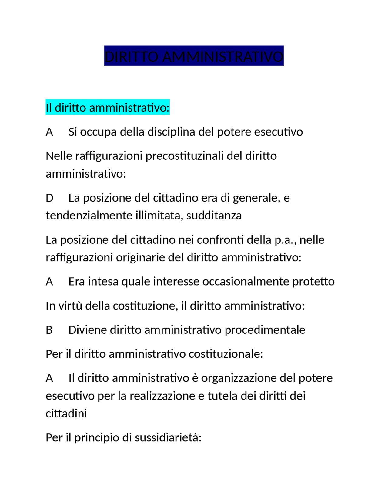 Prova D Esame Diritto Amministrativo Docsity