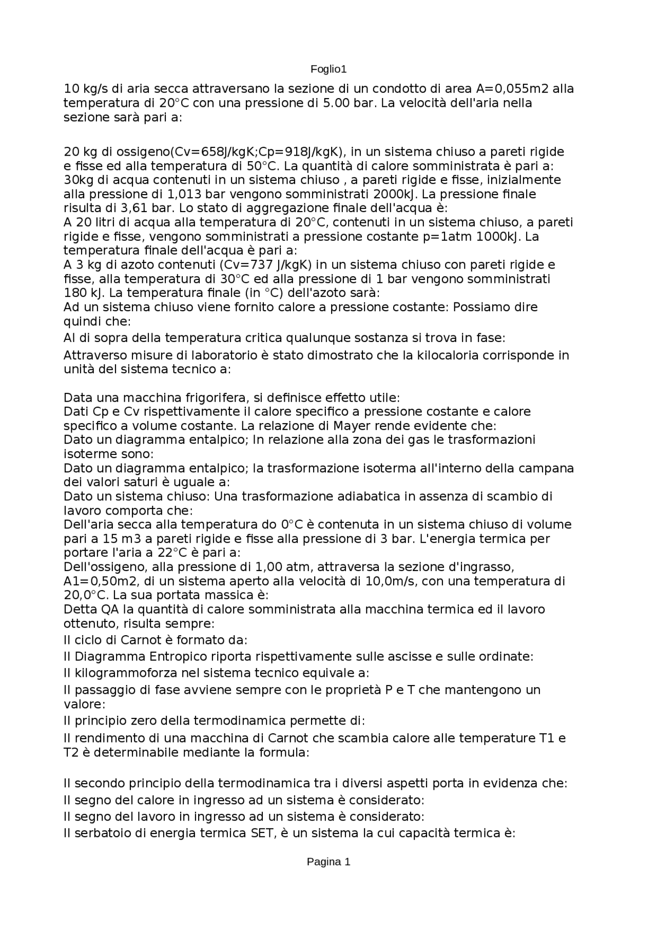 Mappe Concettuali Fisica Tecnica Docsity