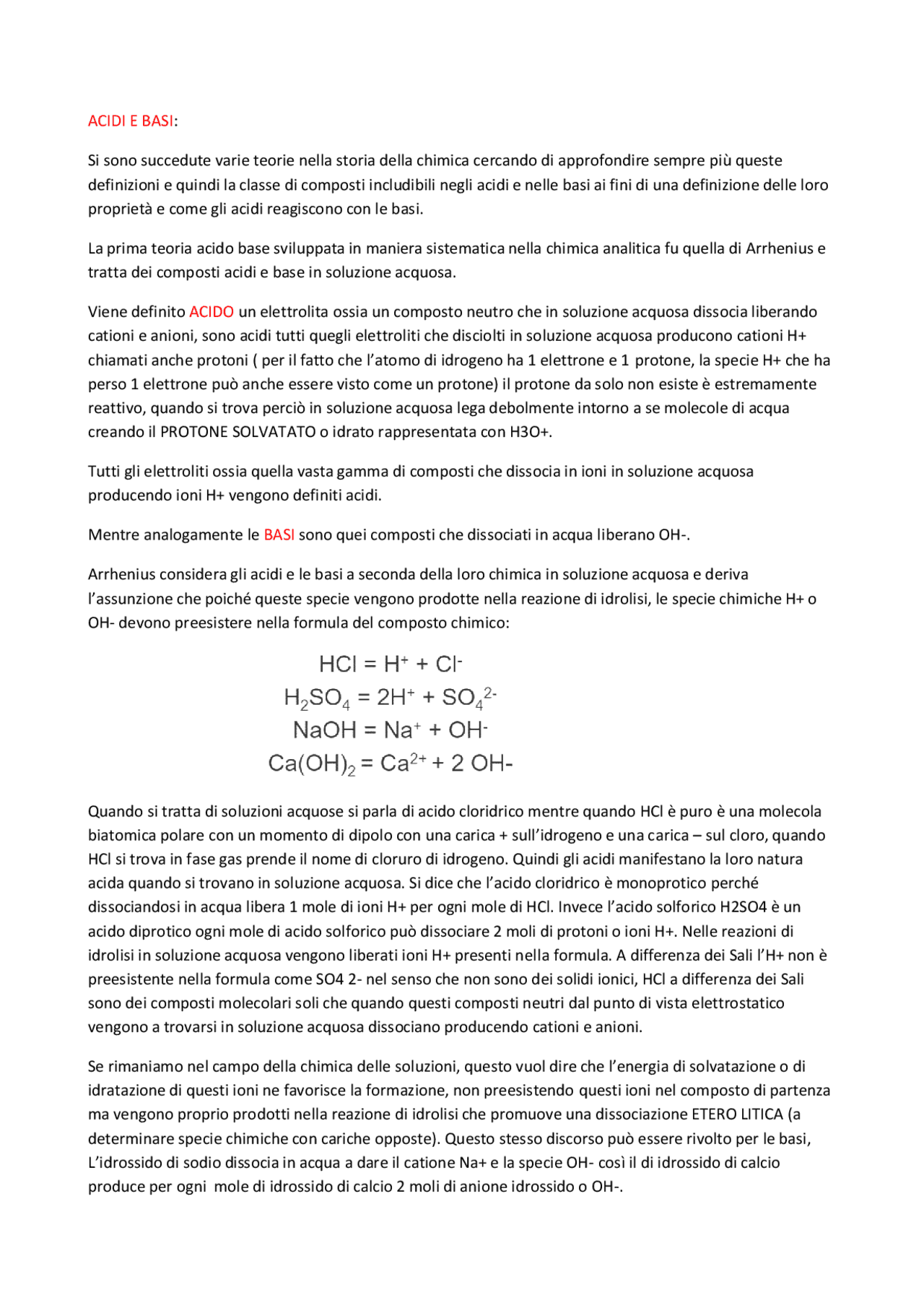 Acidi e basi con esercizi guidati - Docsity