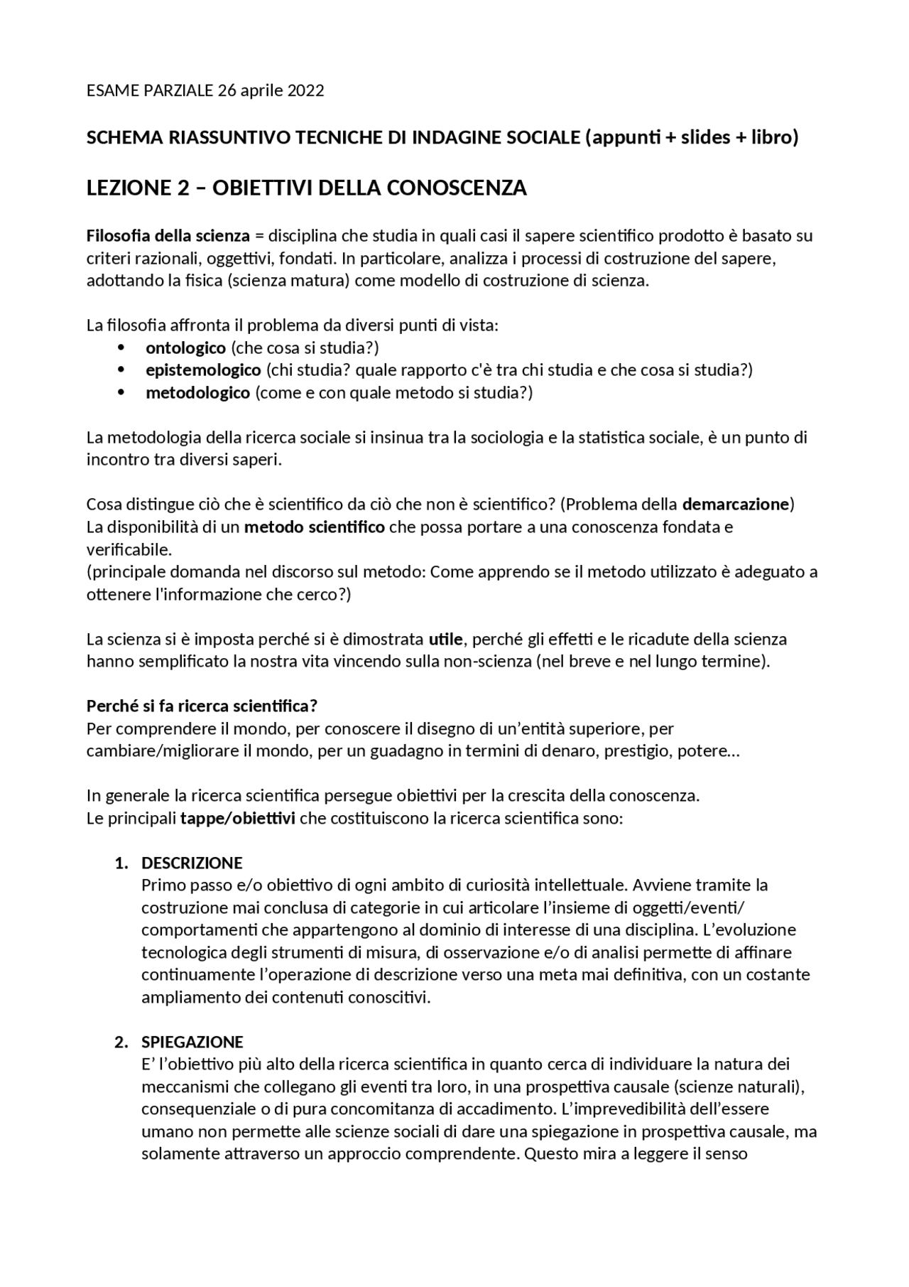 Tecniche Di Indagine Sociale Riassunto Del Corso Docsity