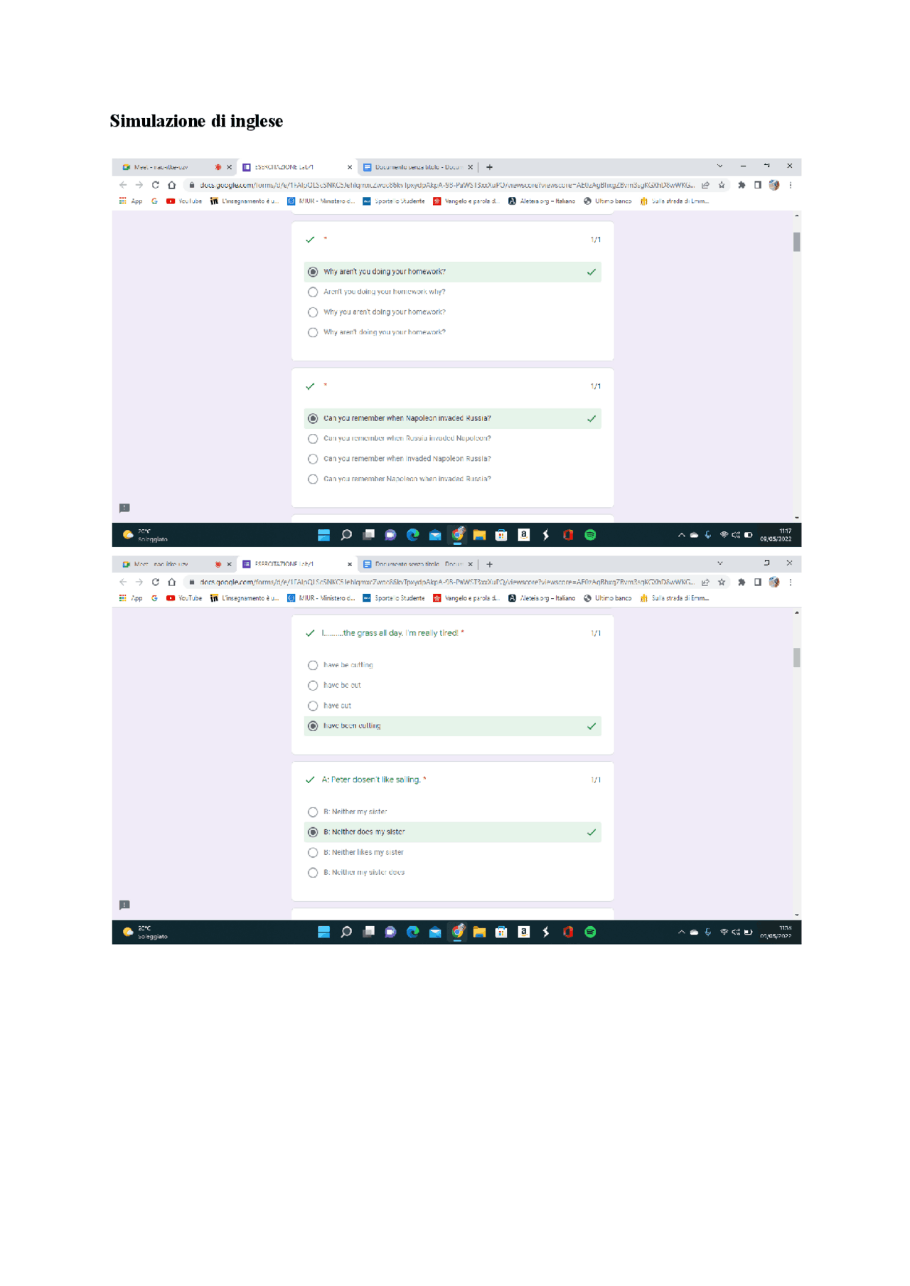 Simulazione Di Inglese Docsity