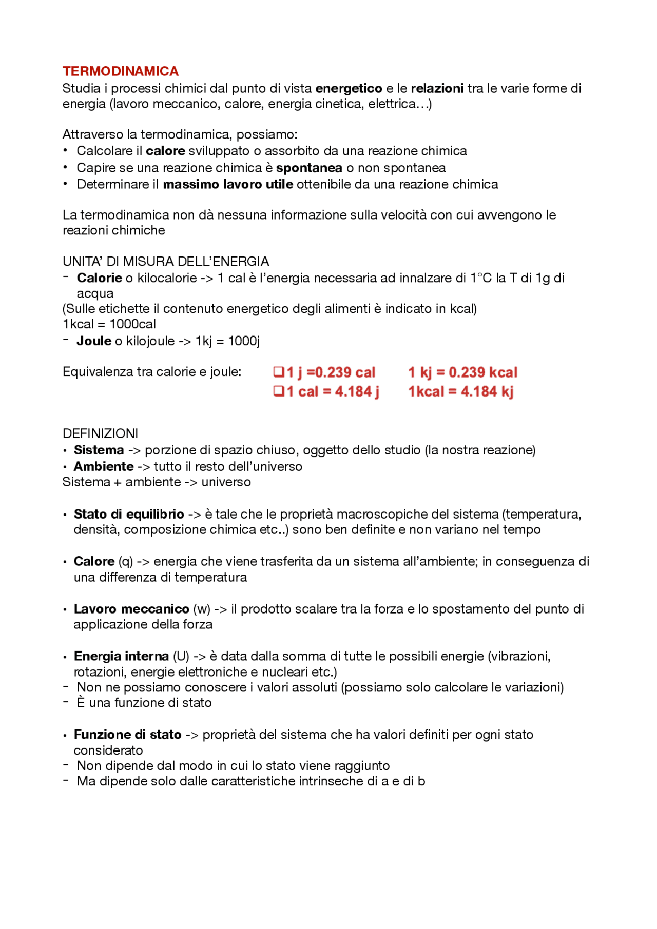 Termodinamica: concetti fondamentali | Appunti di Chimica Inorganica | Docsity