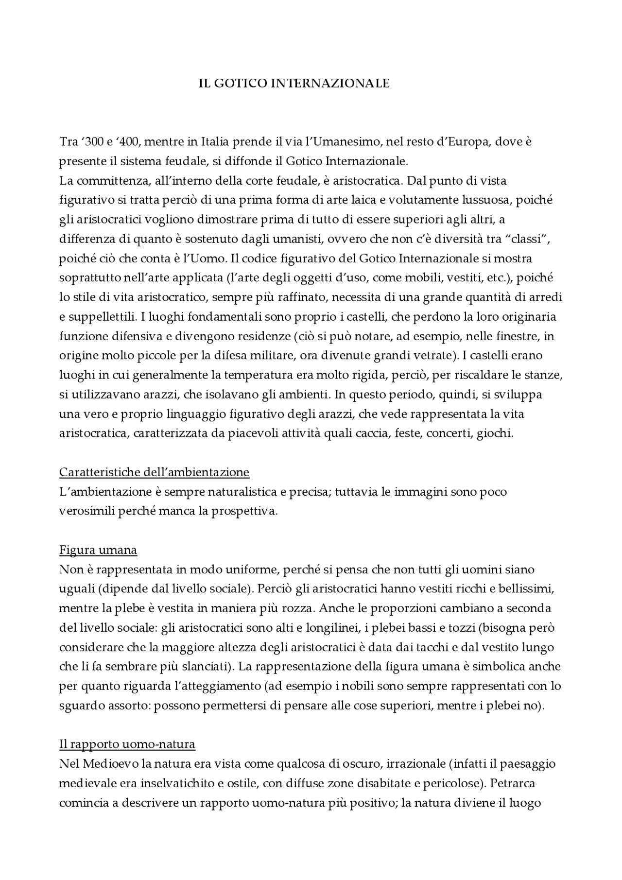 Gotico Internazionale Docsity