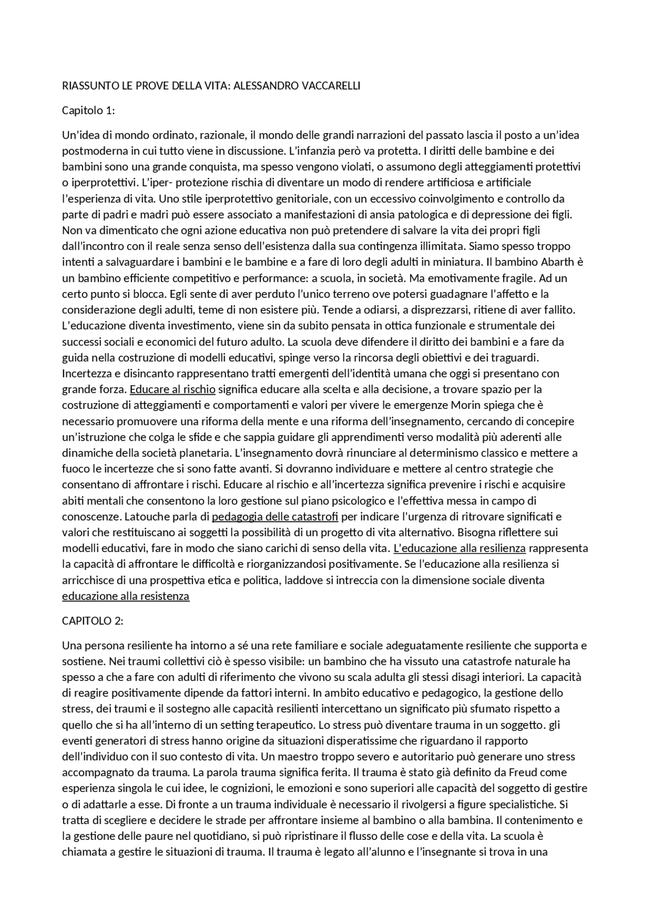 Le Prove Della Vita Riassunto Docsity