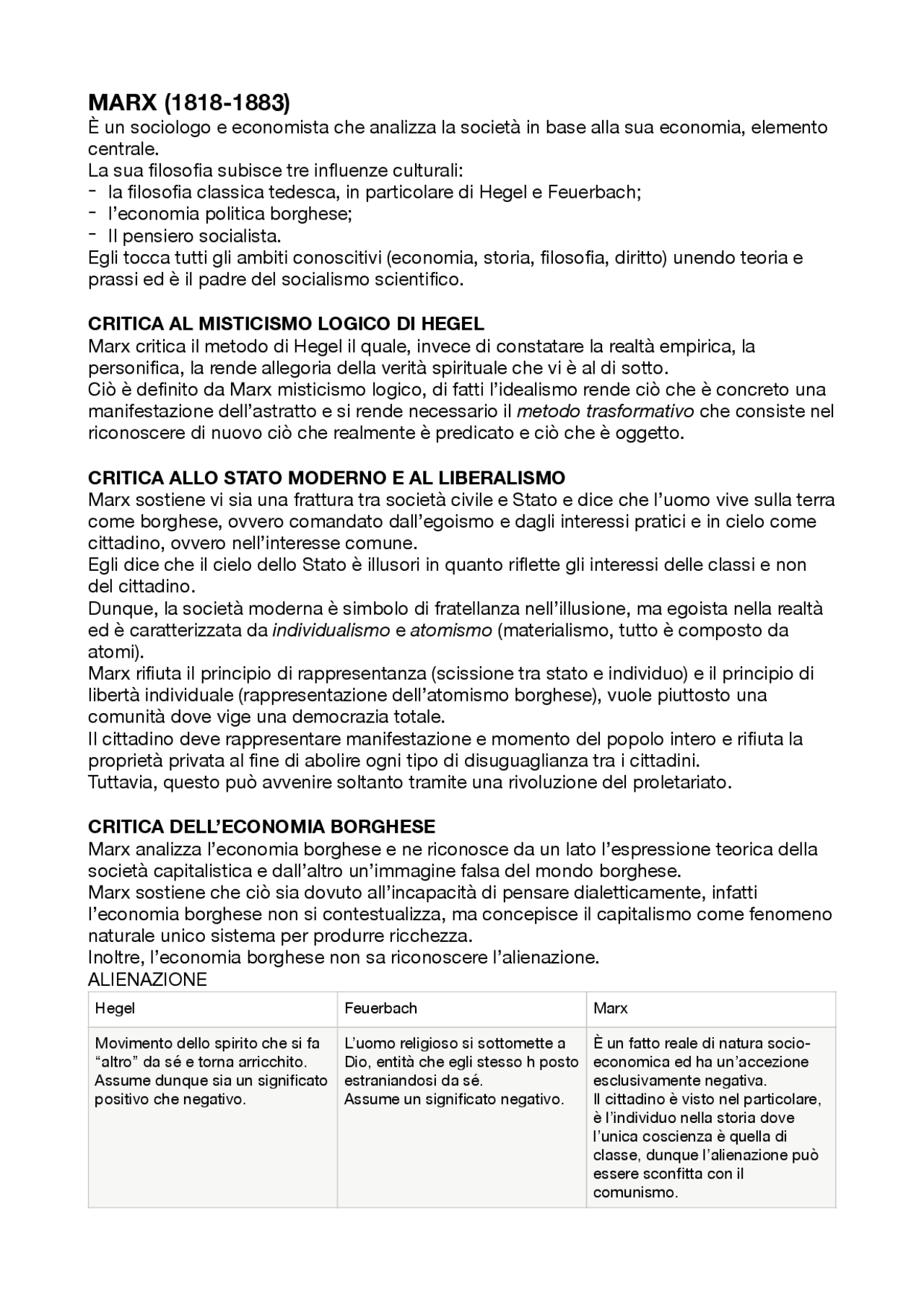 Marx, Comte, Dilthey, Weber e Nietzsche - Docsity