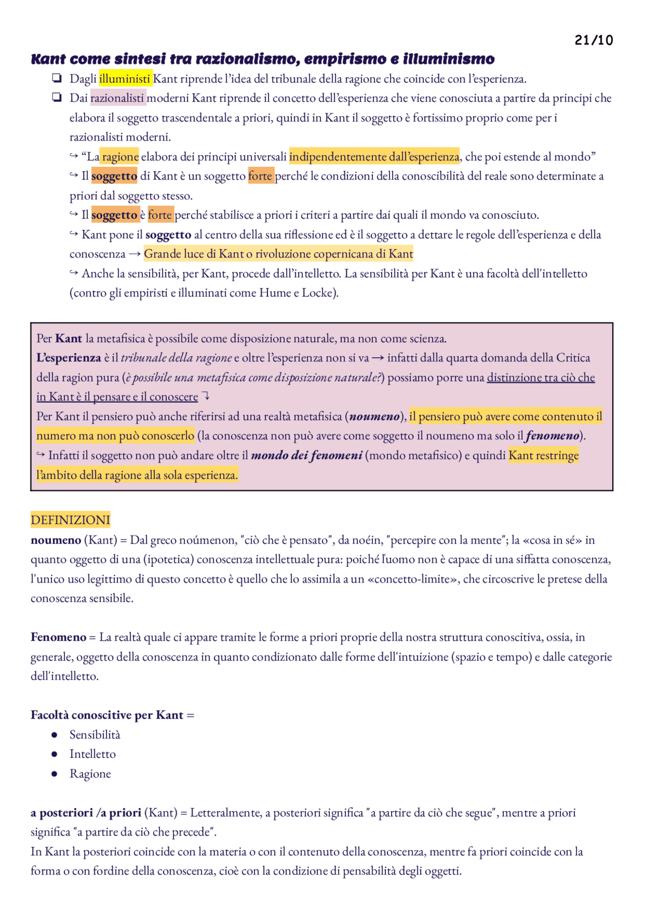 Schemi E Riassunti Di Kant Docsity