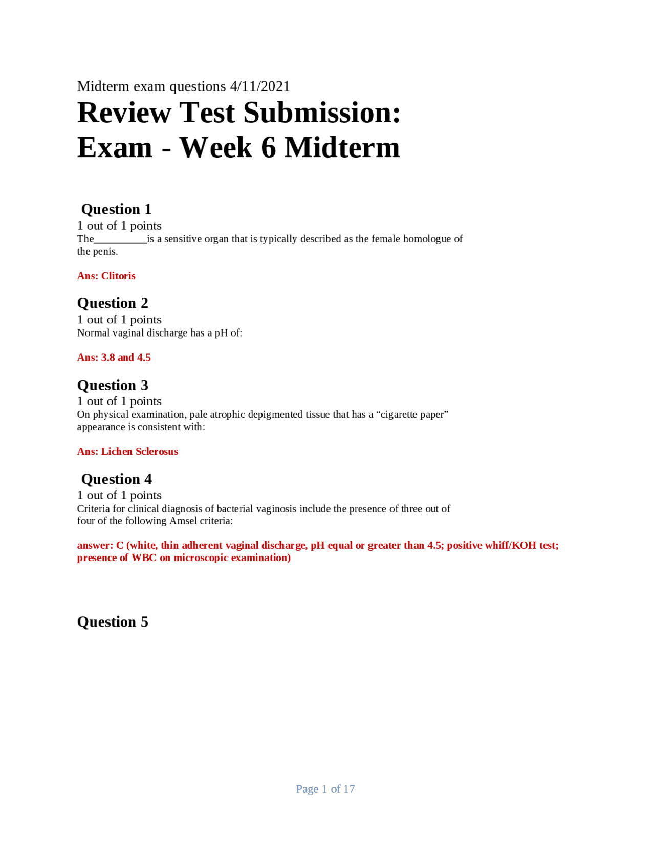 NRNP 6552 MIDTERM Exam - Week 6 Midterm | Exams Nursing | Docsity