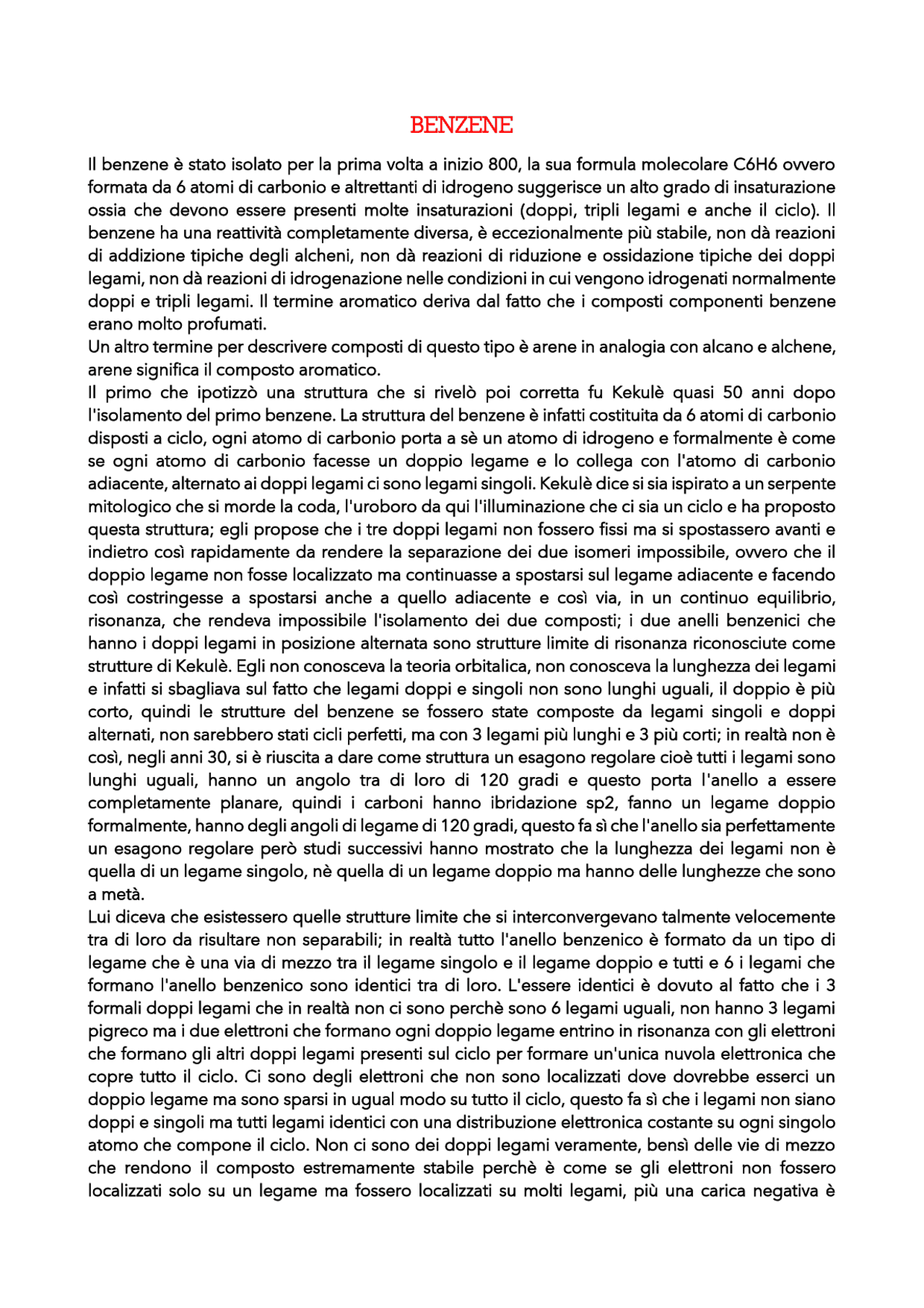 IL BENZENE: CARATTERISTICHE, NOMENCLATURA E REATTIVITA' - Docsity