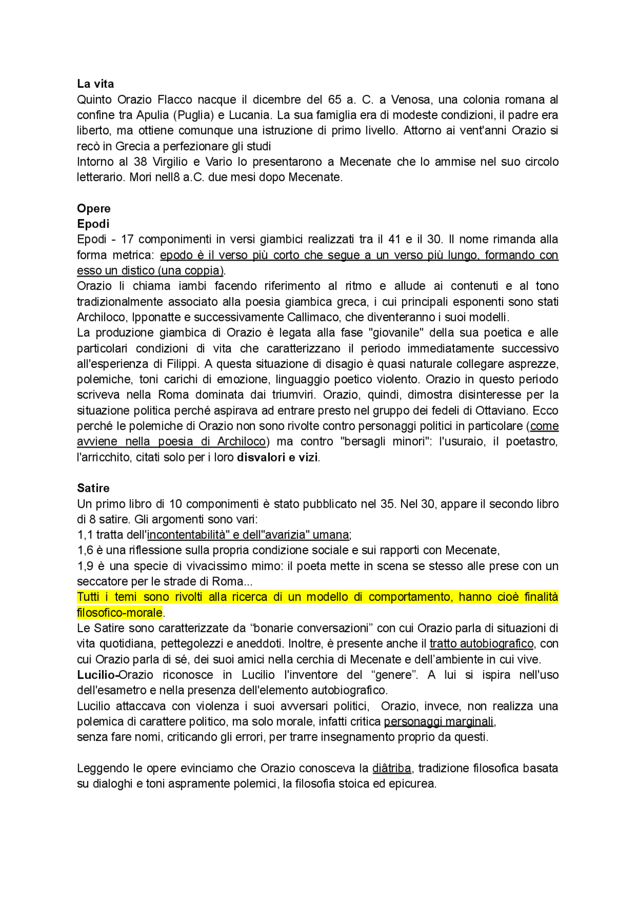 Orazio Vita E Opere Docsity