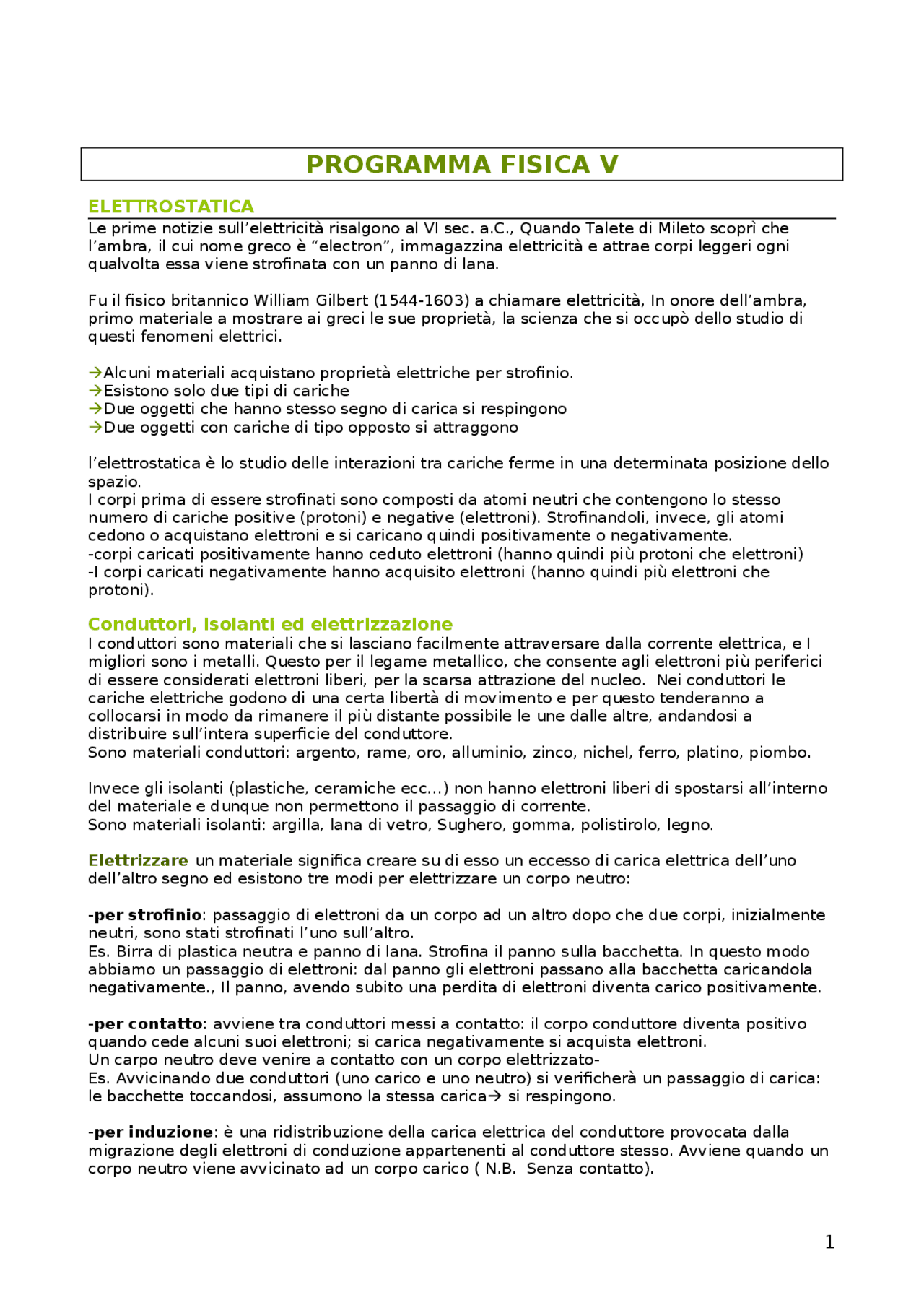 Fisica V Anno Liceo Classico Docsity