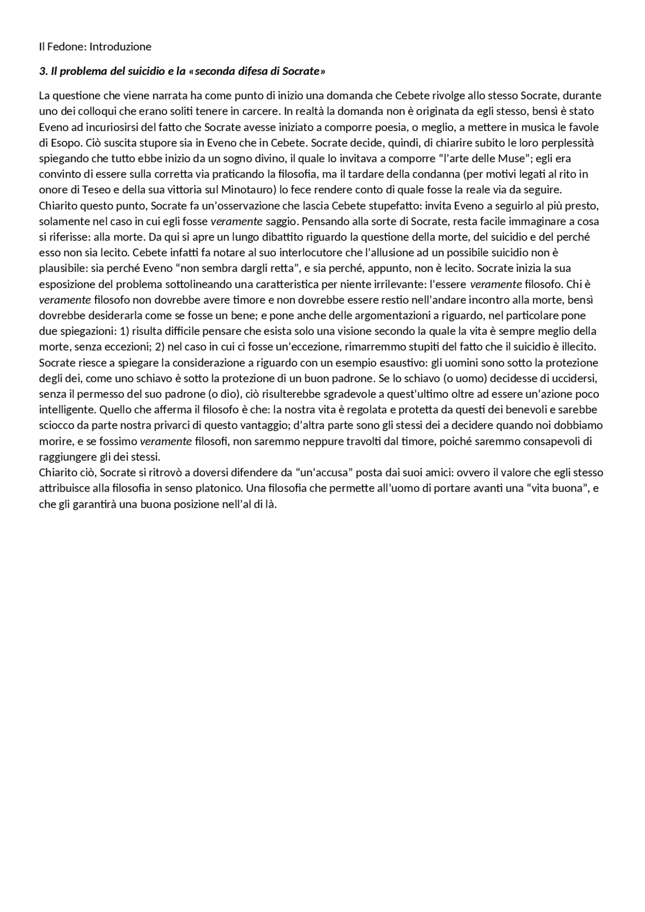Capitolo 3 Del Fedone Di Platone Docsity