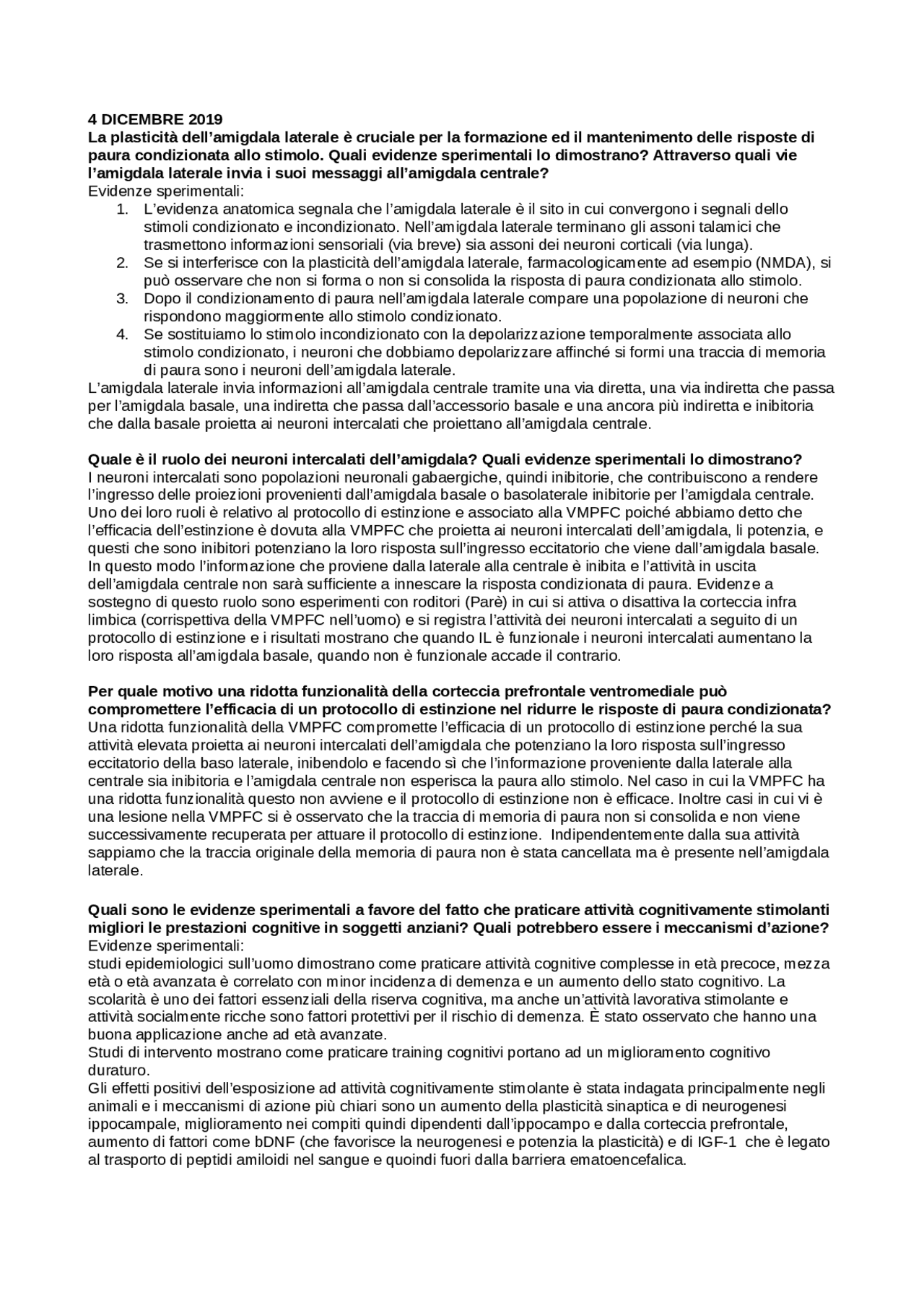 DOMANDE E RISPOSTE PSICOBIOLOGIA MODULO 2 | Exámenes de Psicobiología | Docsity