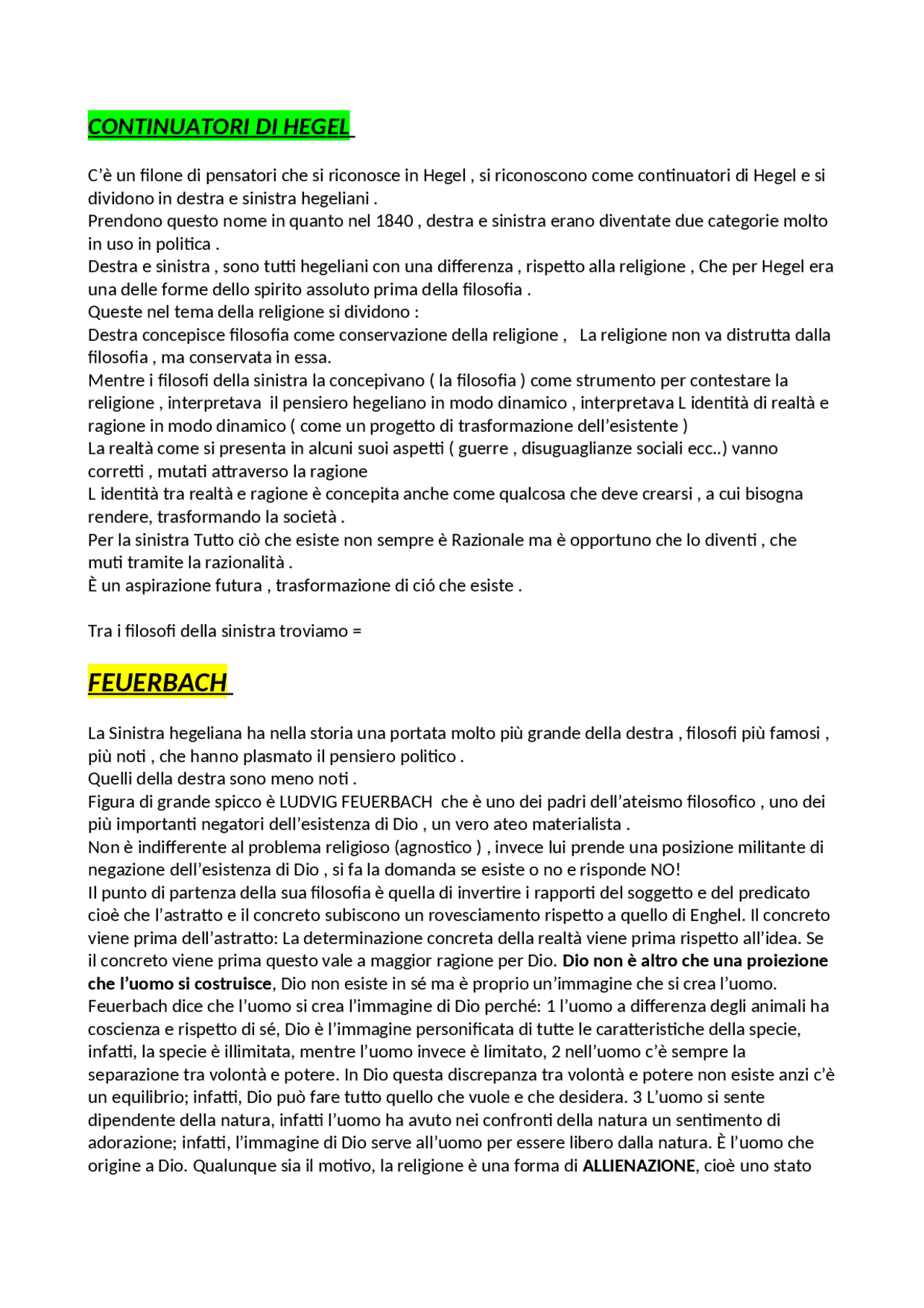 Feuerbach E Marx E Comte Docsity