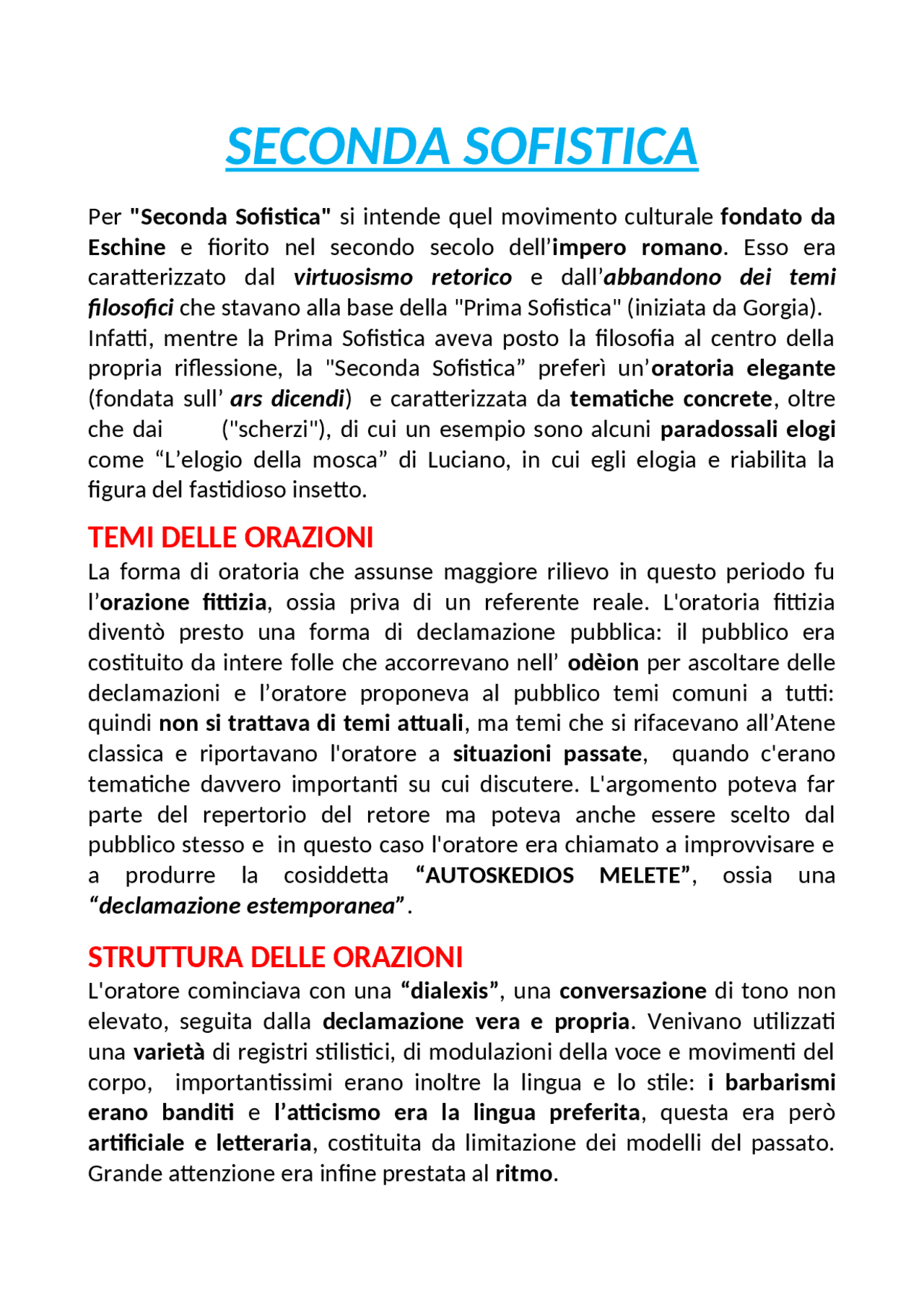 Appunti sulla seconda sofistica, Aristide e Luciano - Docsity