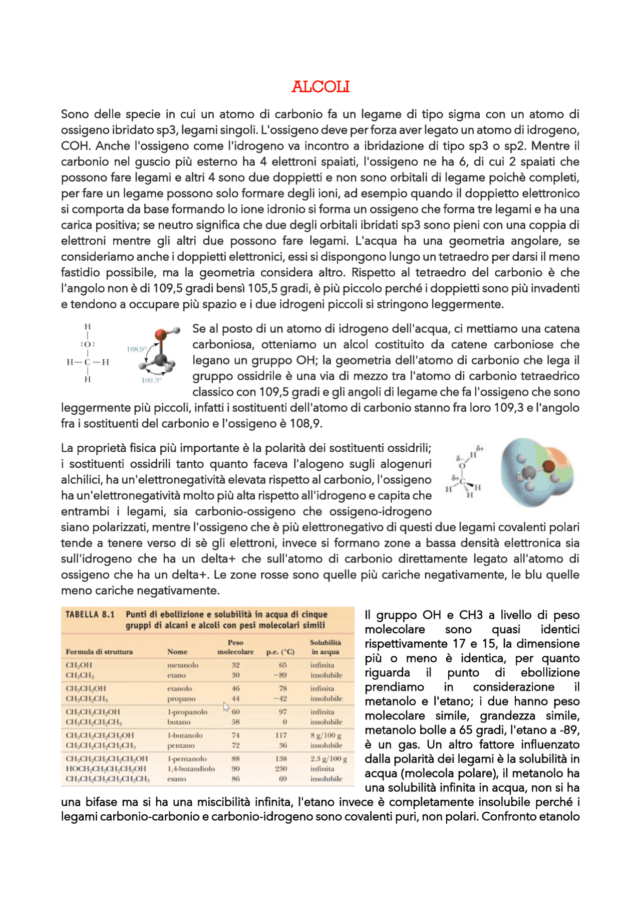 GLI ALCOLI: CARATTERISTICHE, NOMENCLATURA E REATTIVITA' - Docsity