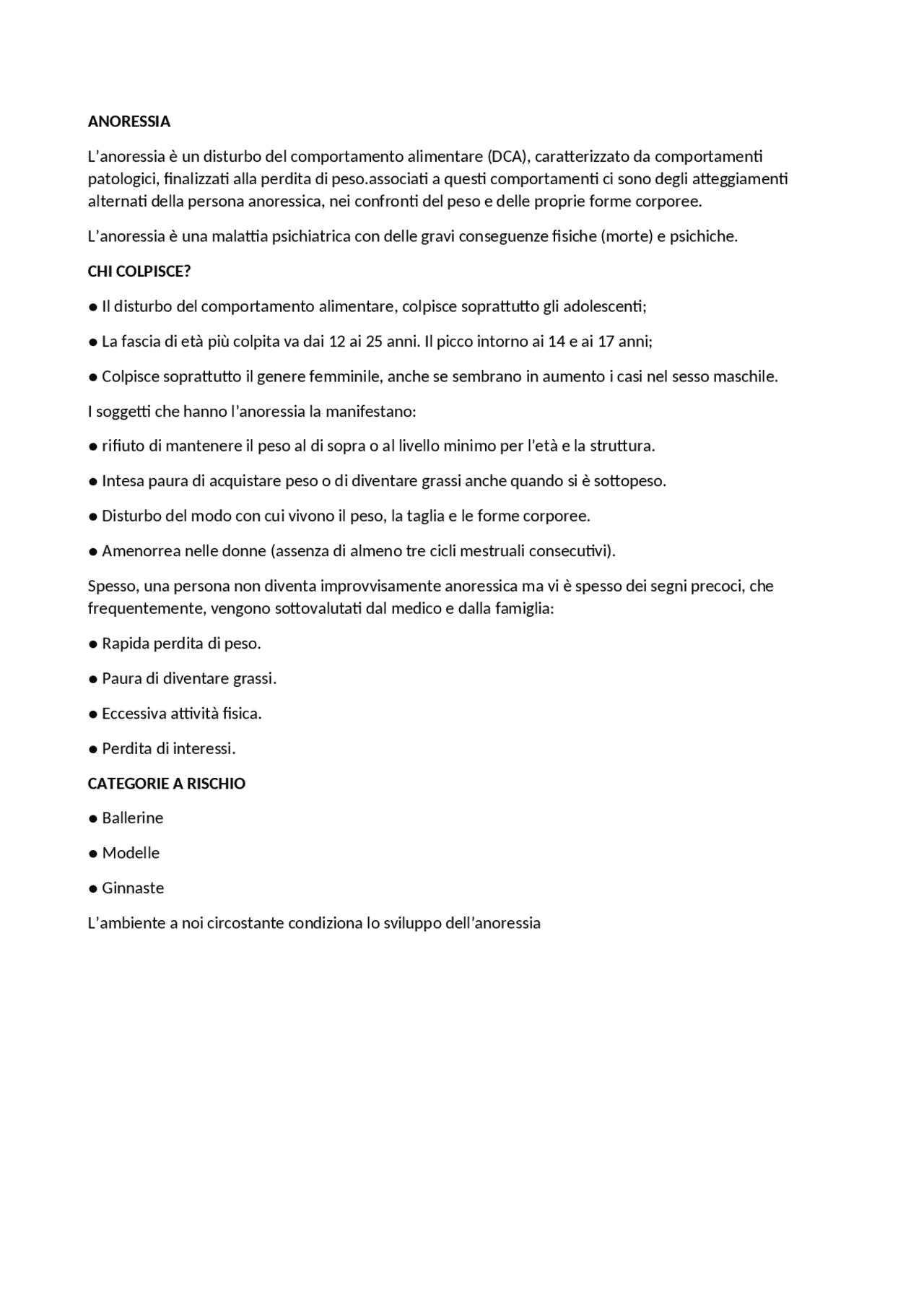 Pediatria Anoressia Dca Docsity