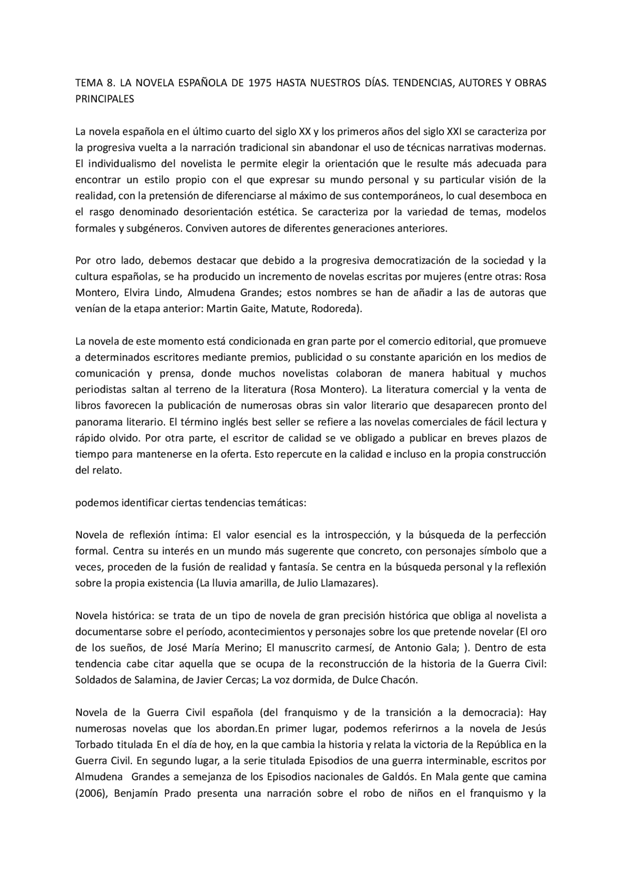 TEMA 8. Lengua y literatura Evau - Docsity