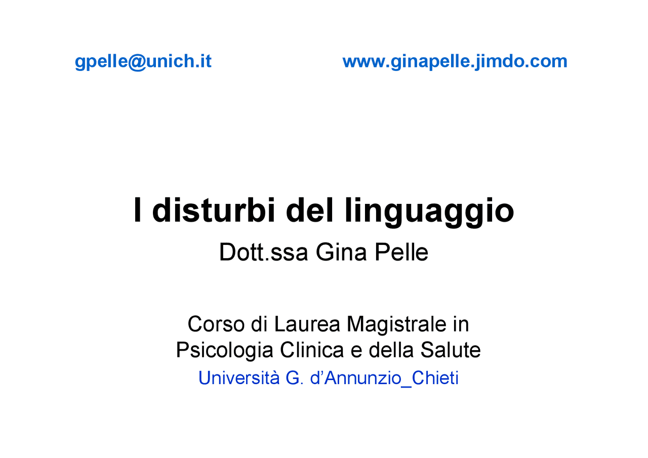 Appunti Su Afasie Del Linguaggio Docsity