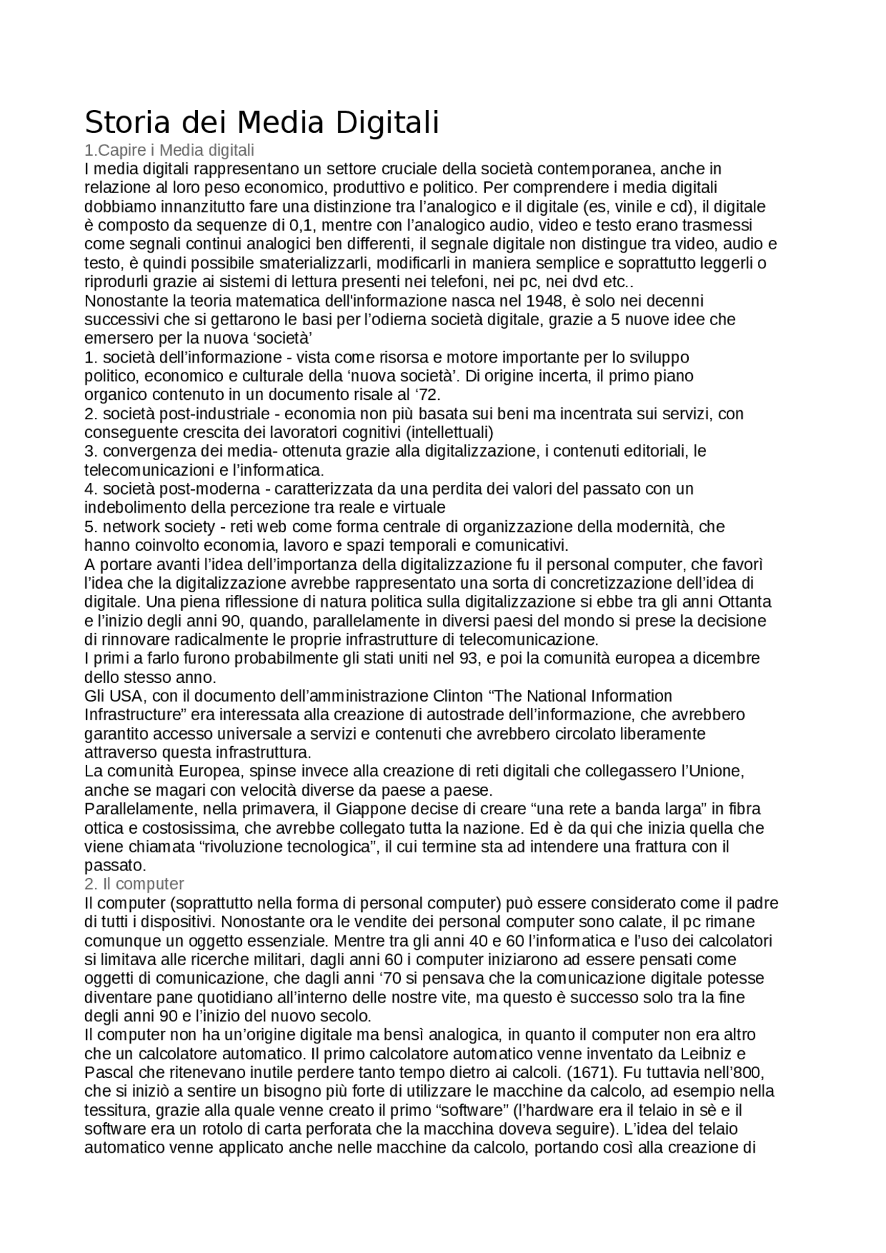 Storia Dei Media Digitali Online Docsity