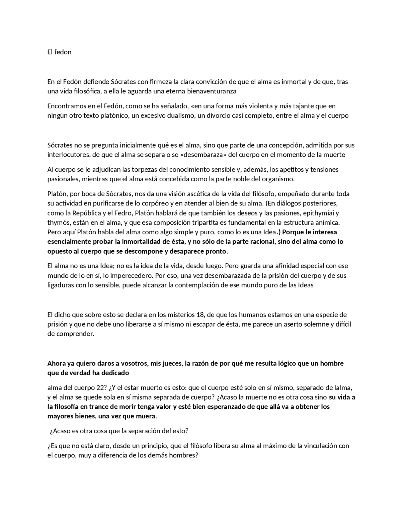El fedon platon socrates resumen - Docsity