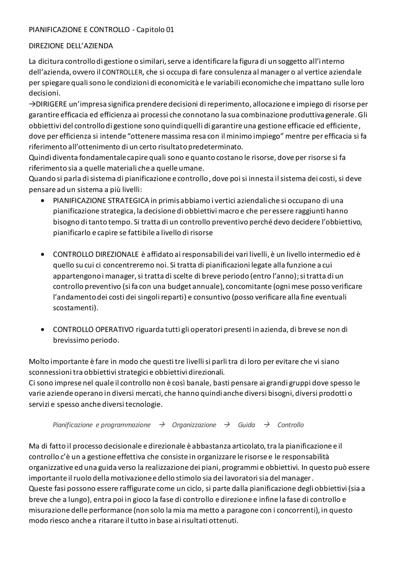 Appunti Corso Di Analisi E Controllo Dei Costi O Pec Docsity