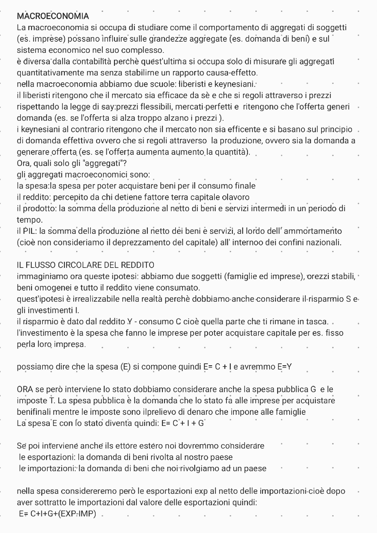 Riassunto Macroeconomia Arinaldi Nboccella F Dorlando Docsity