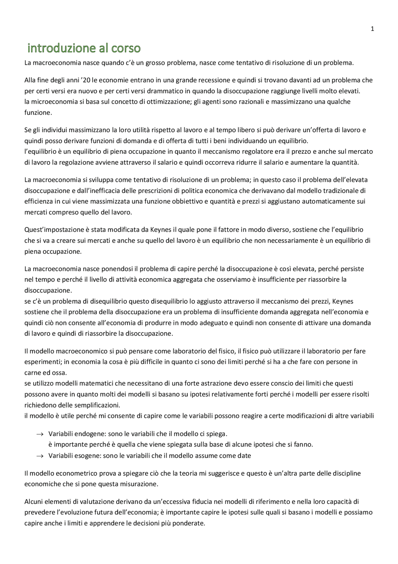 Appunti Lezioni Macroeconomia Docsity