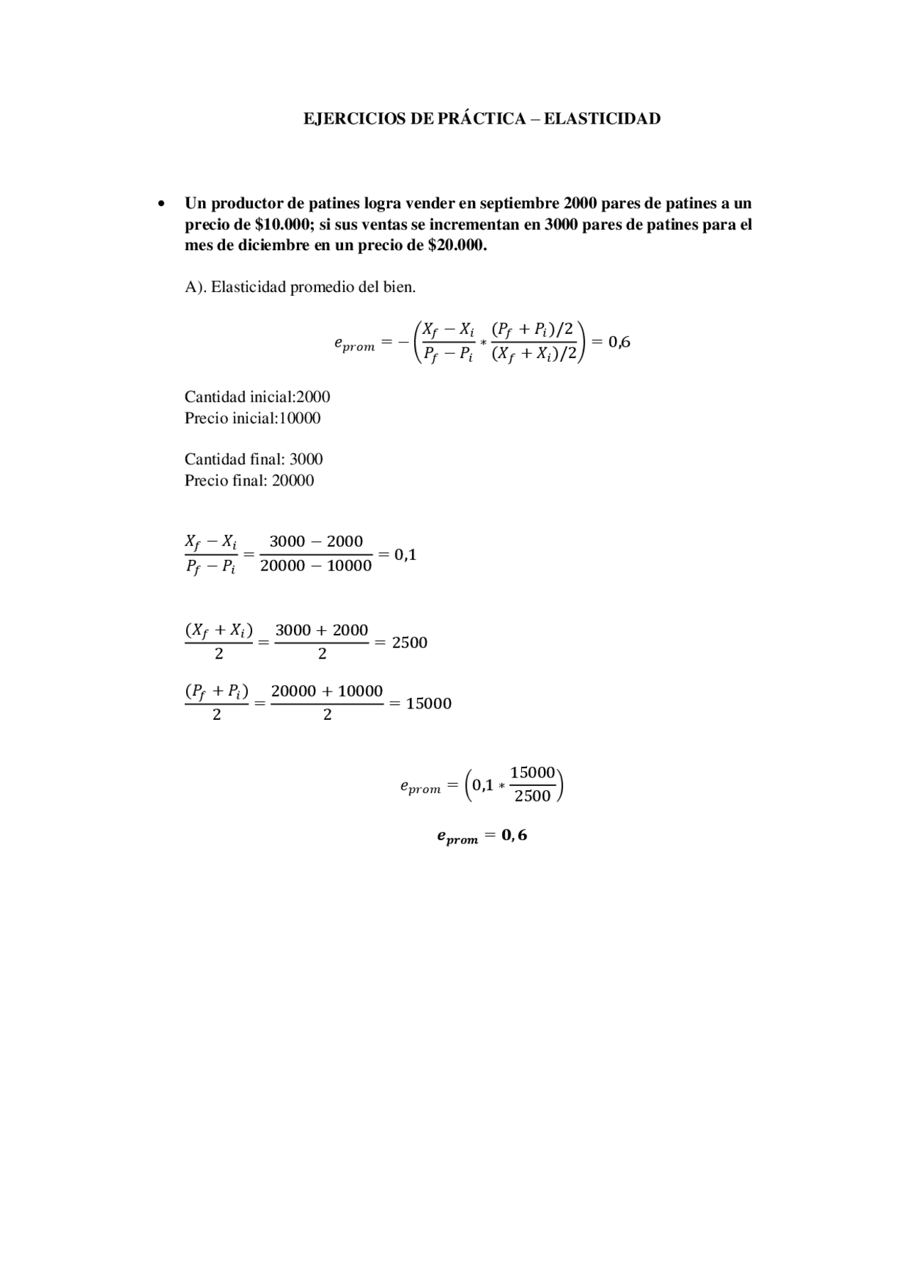 EJERCICIOS DE PRÁCTICAS DE ECONOMÍA - Docsity
