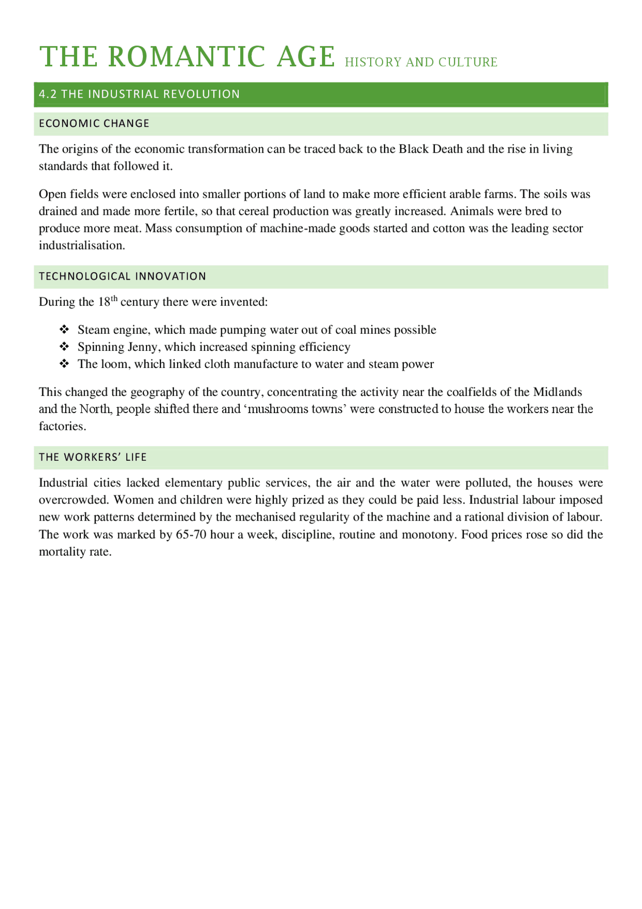 The Romantic Age History and Literature - Docsity
