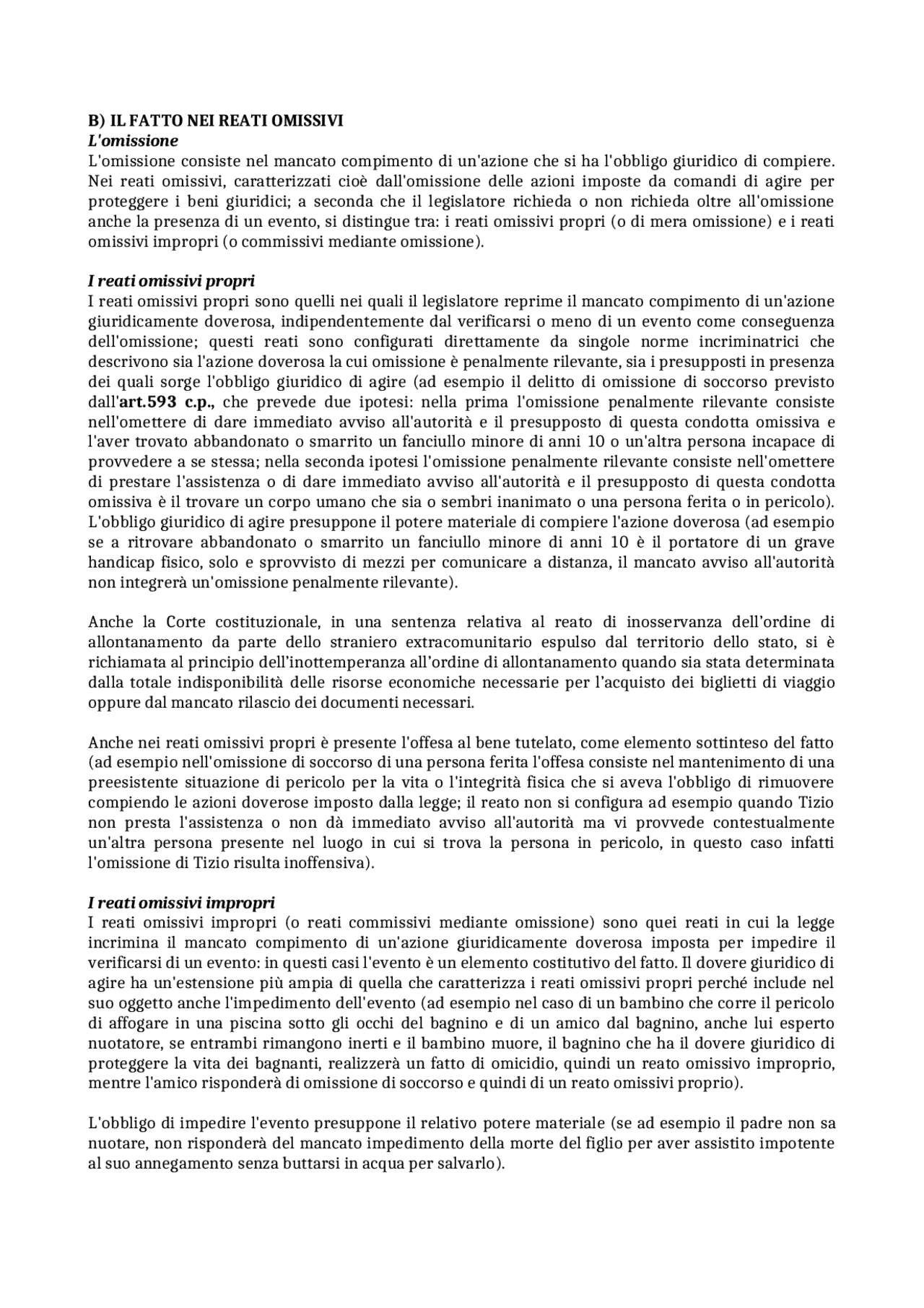 Riassunto Omissione Diritto Penale Docsity