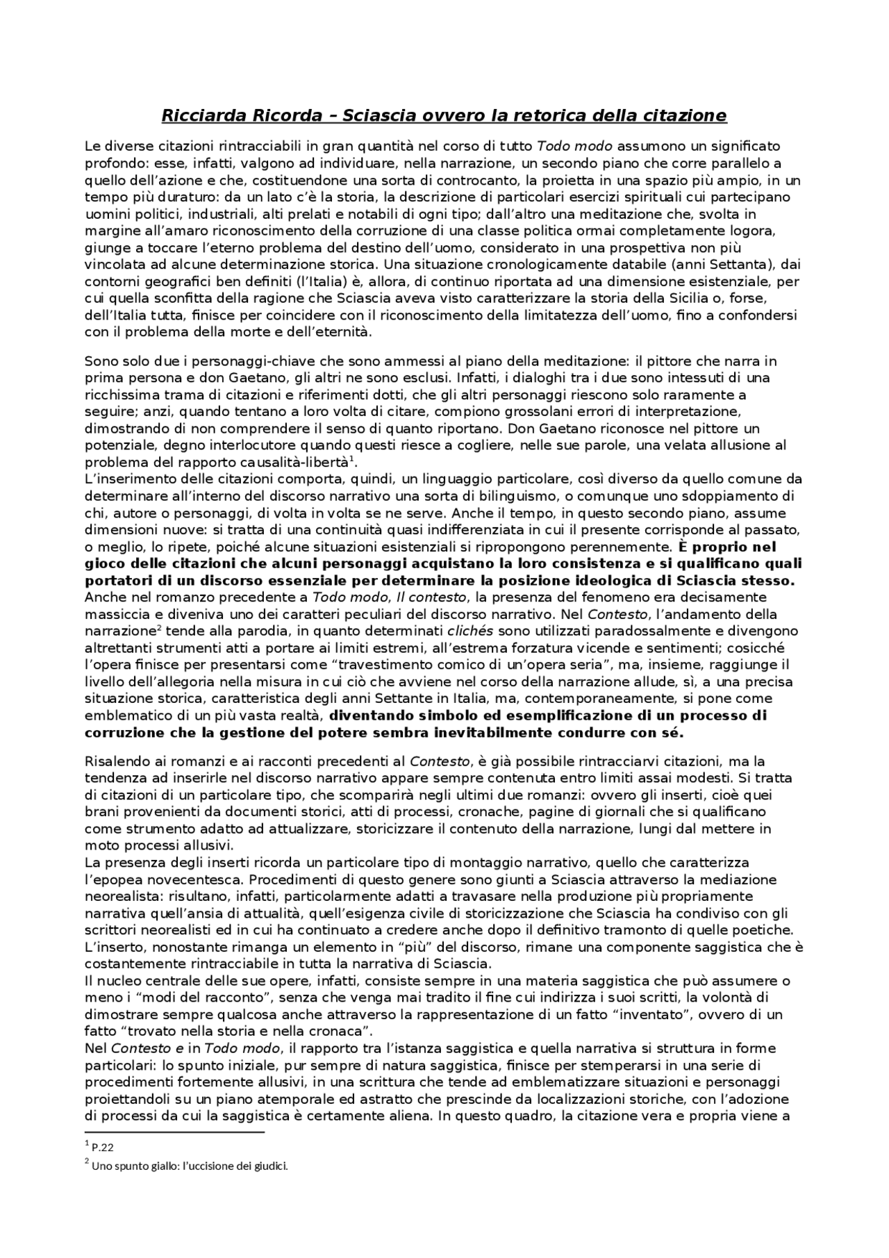 Sciascia E Todo Modo Docsity