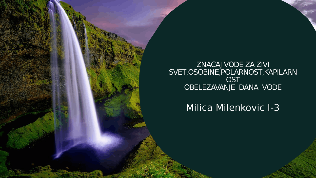 Znacaj vode za zivi svet | Beleške' predlog Biologija - Docsity