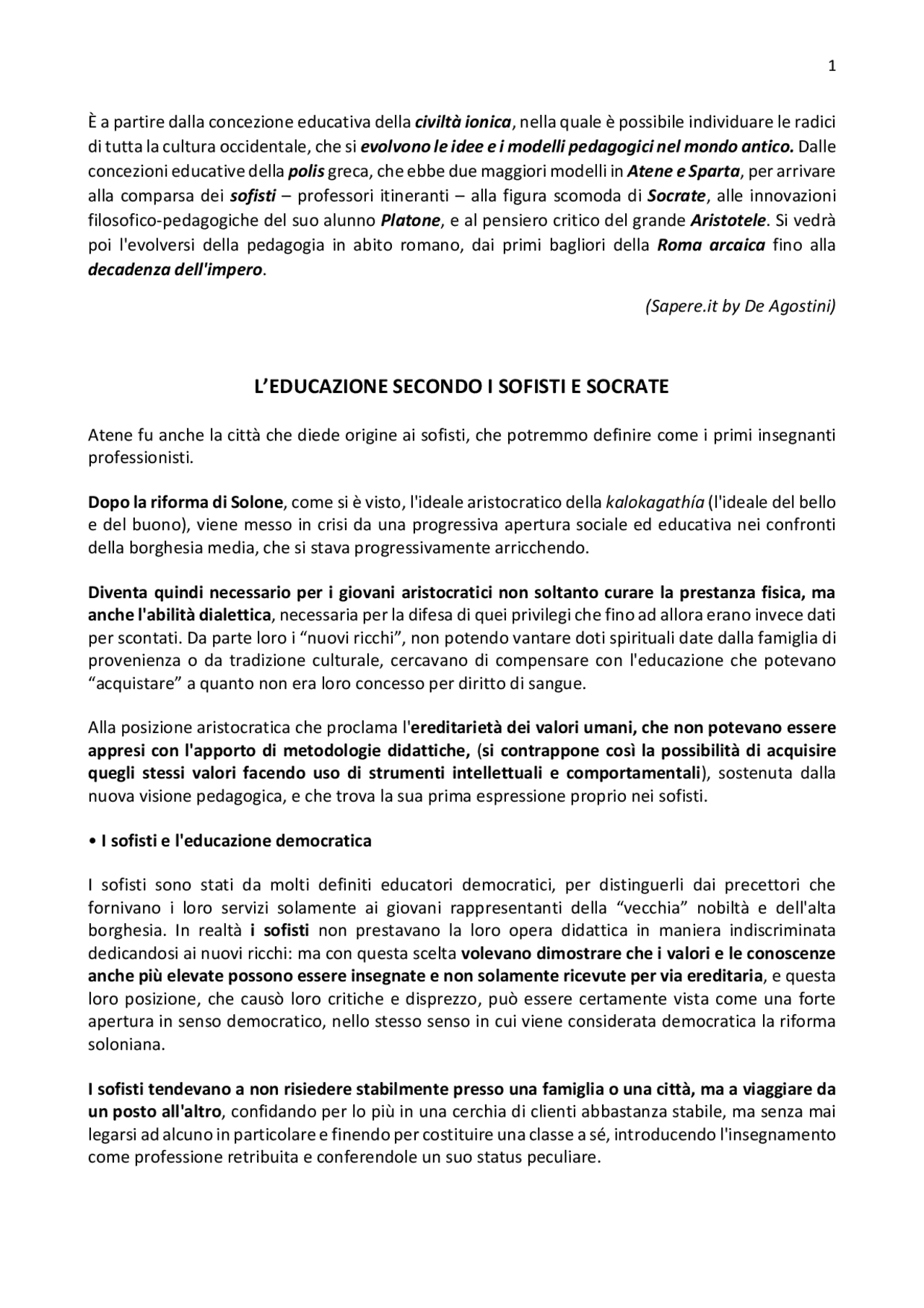 Leducazione Per I Sofisti E Socrate Schemi E Mappe Concettuali Di