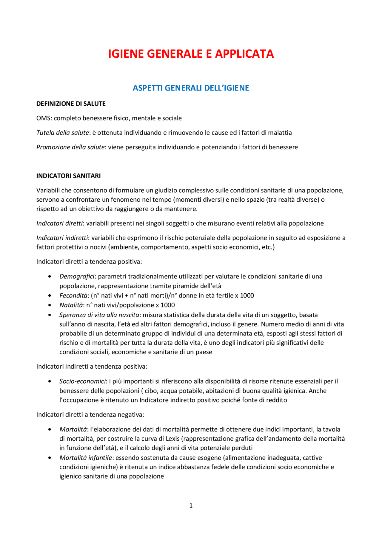Appunti Di Igiene Generale E Applicata Docsity