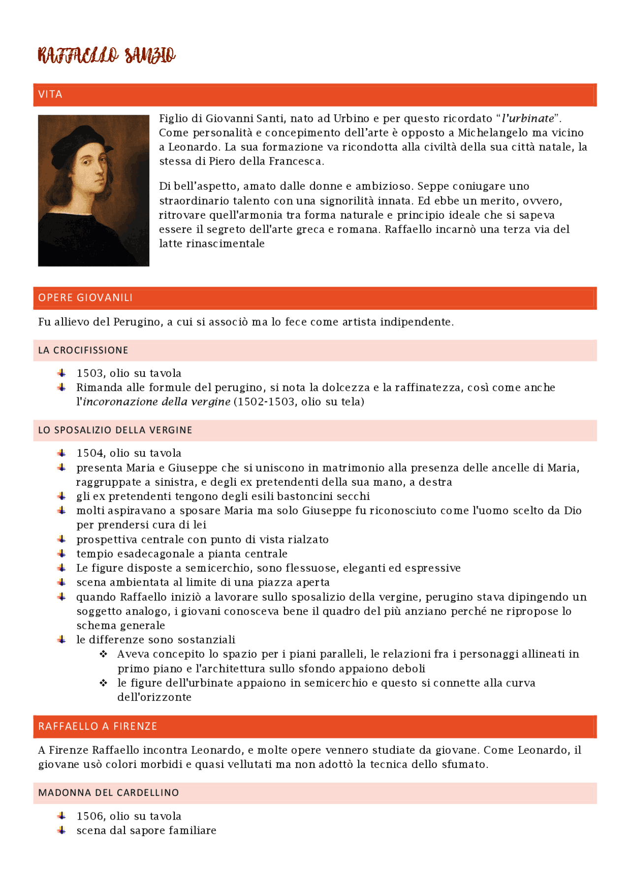 Raffaello Sanzio Vita E Opere Docsity