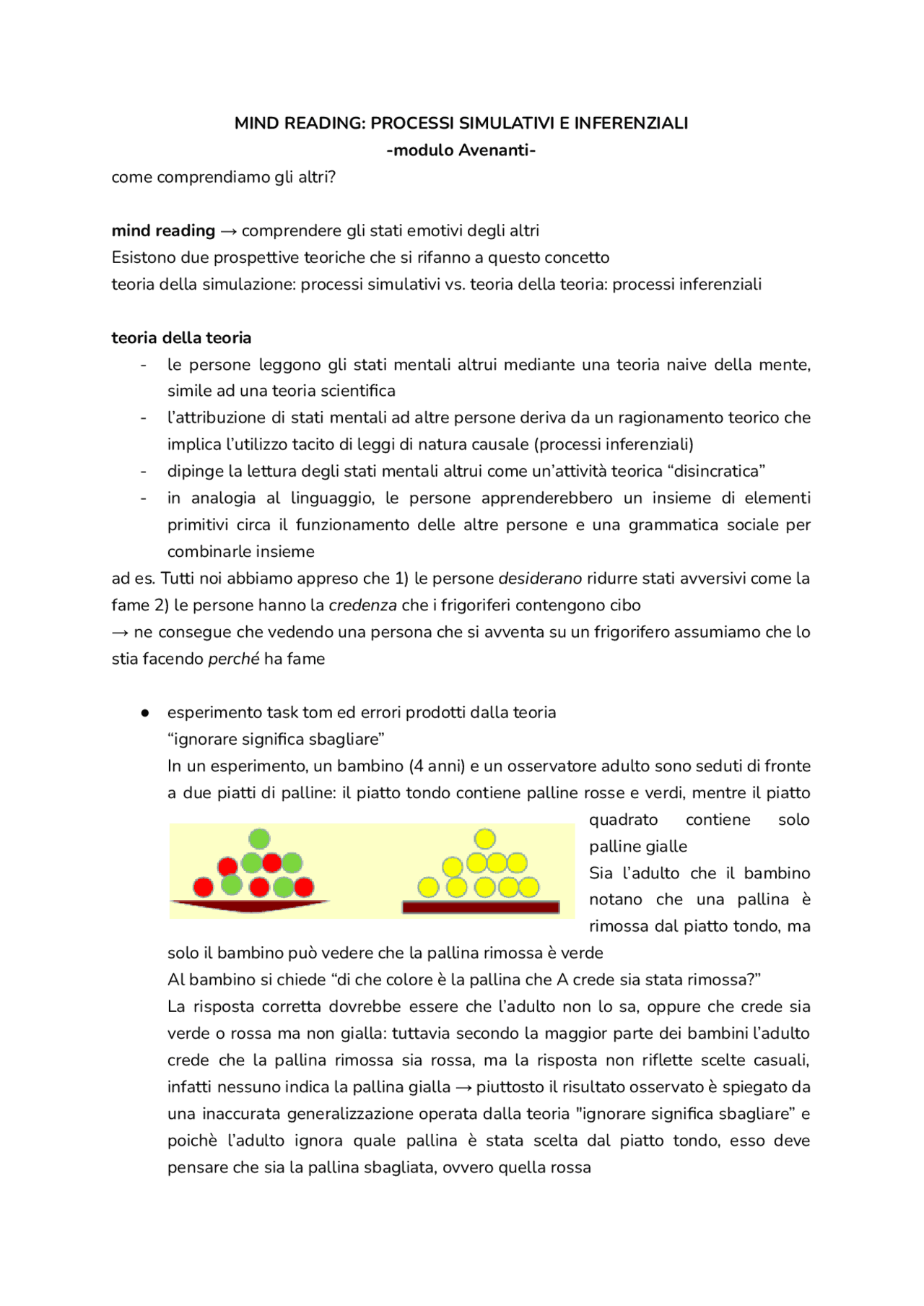 Processi simulativi e inferenziali neuroscienze cognitive - Docsity