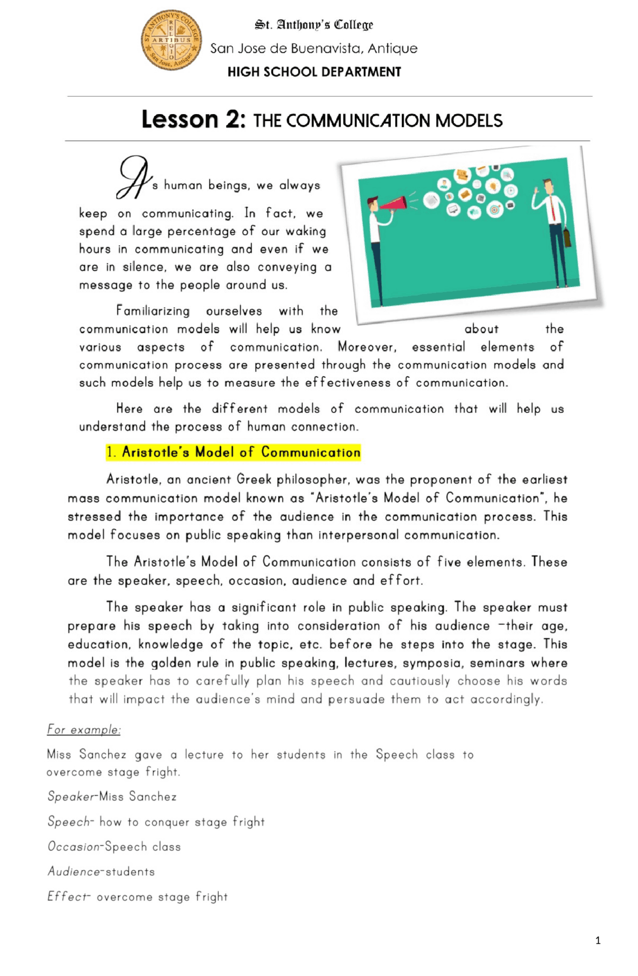 Oral communication lesson for week 2 - Docsity