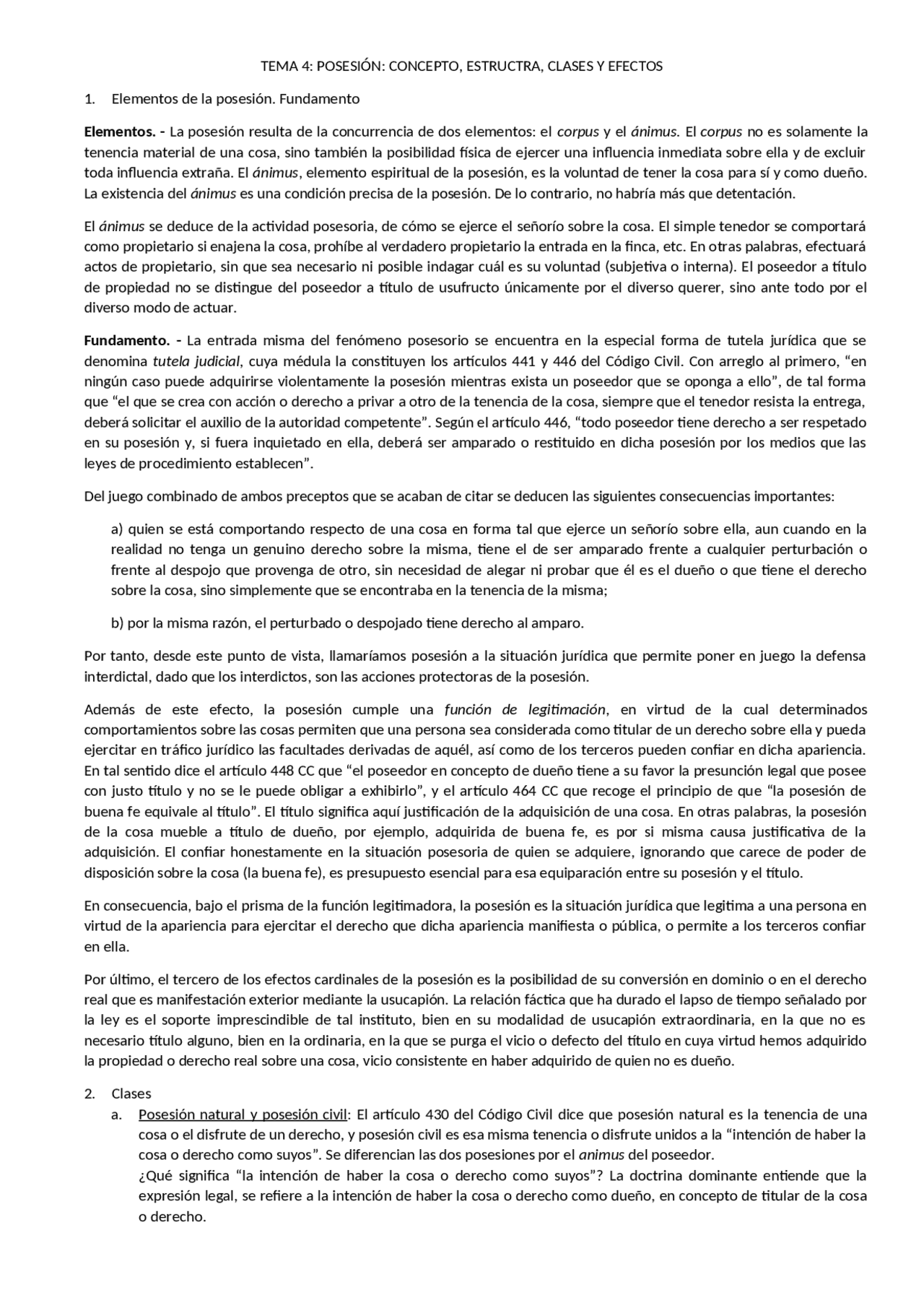 TEMA 4: DERECHOS REALES - Docsity