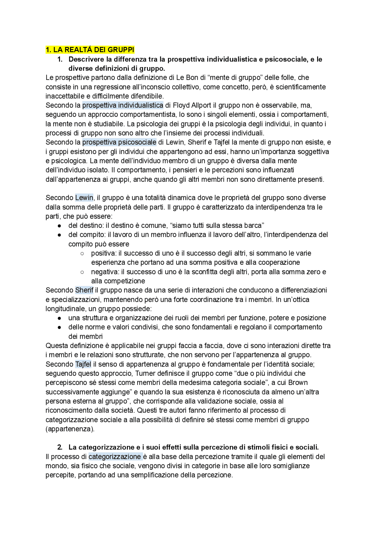 Psicologia Dei Gruppi Alberto Voci Unipd Docsity