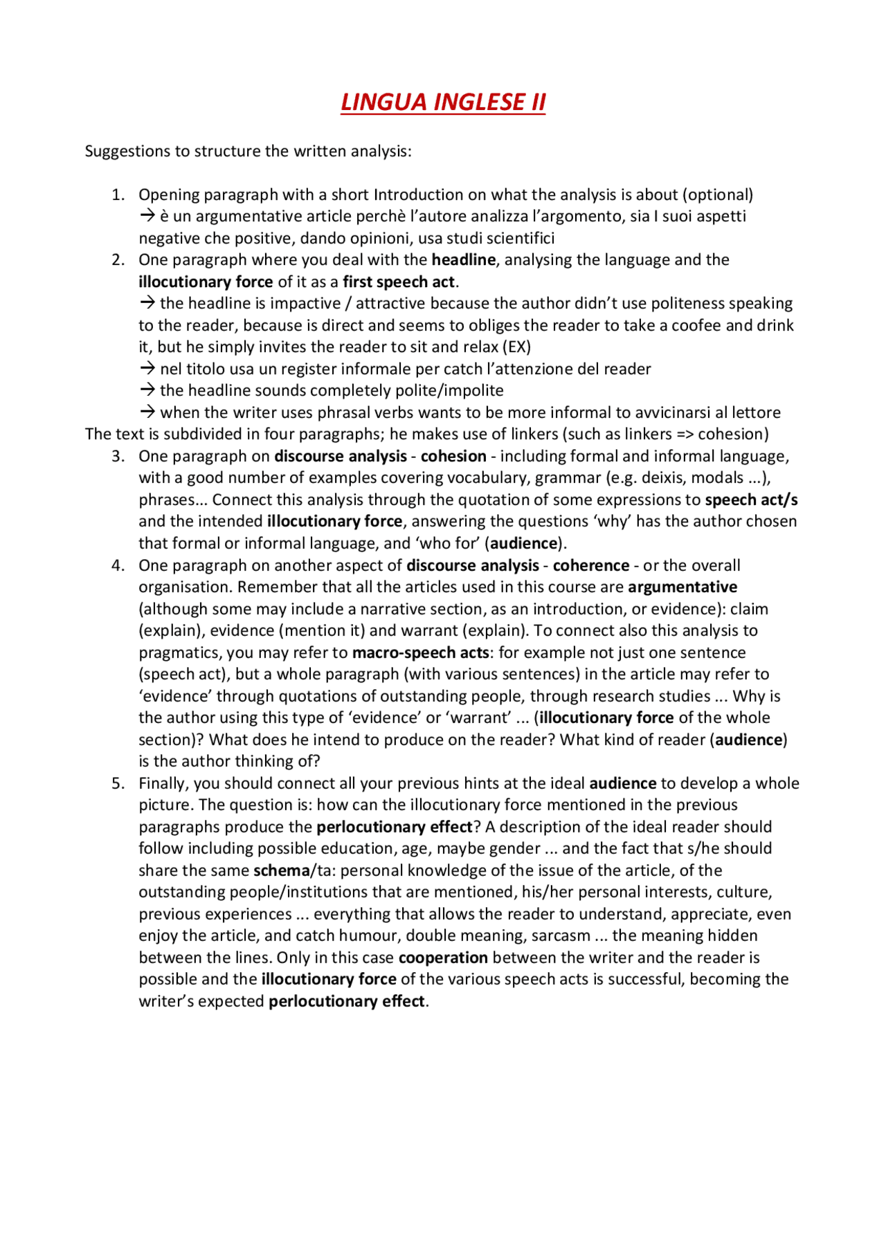 Lingua Inglese Ii Riassunto Per Lo Scritto Docsity
