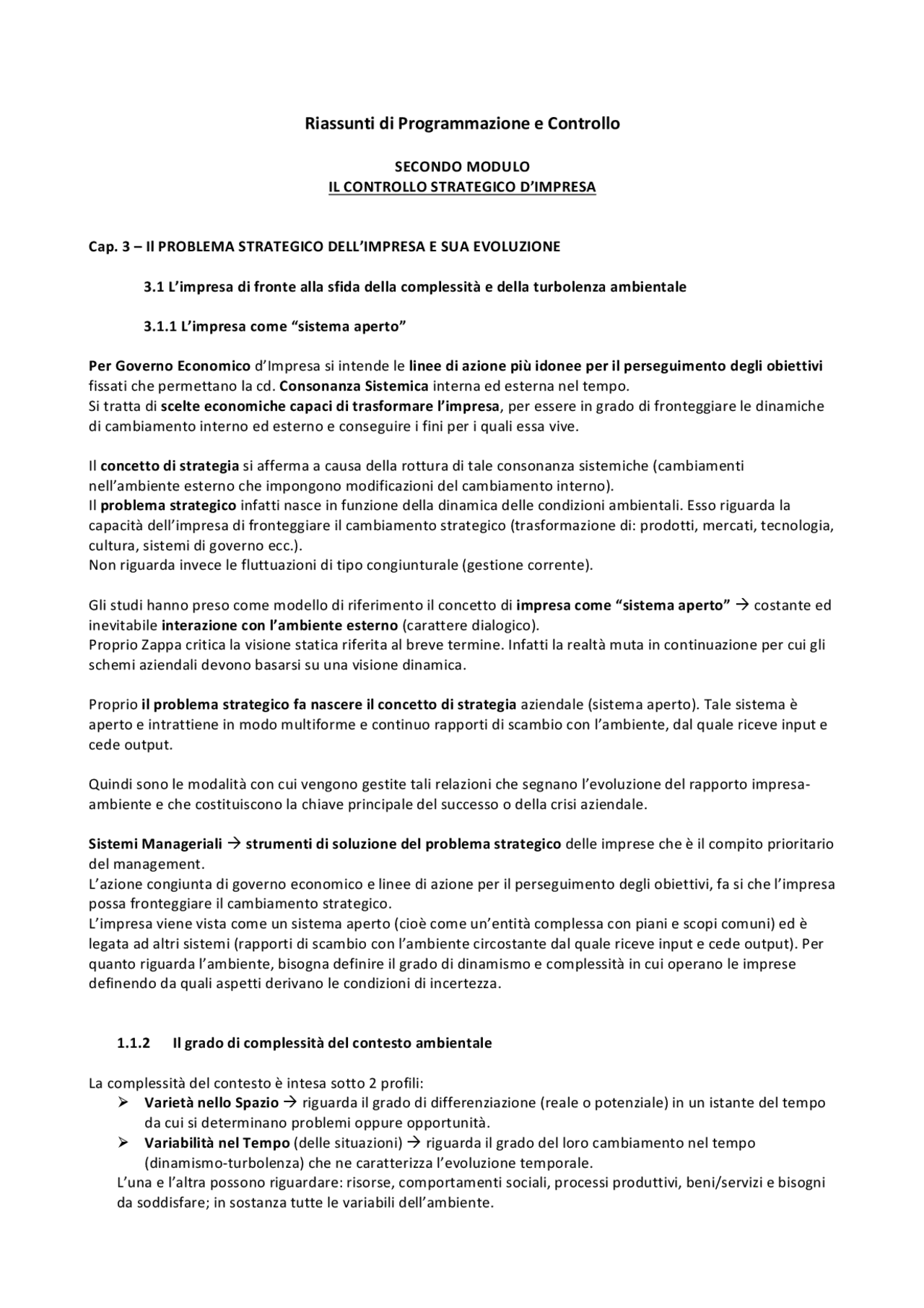 Programmazione E Controllo 2° Modulo Docsity