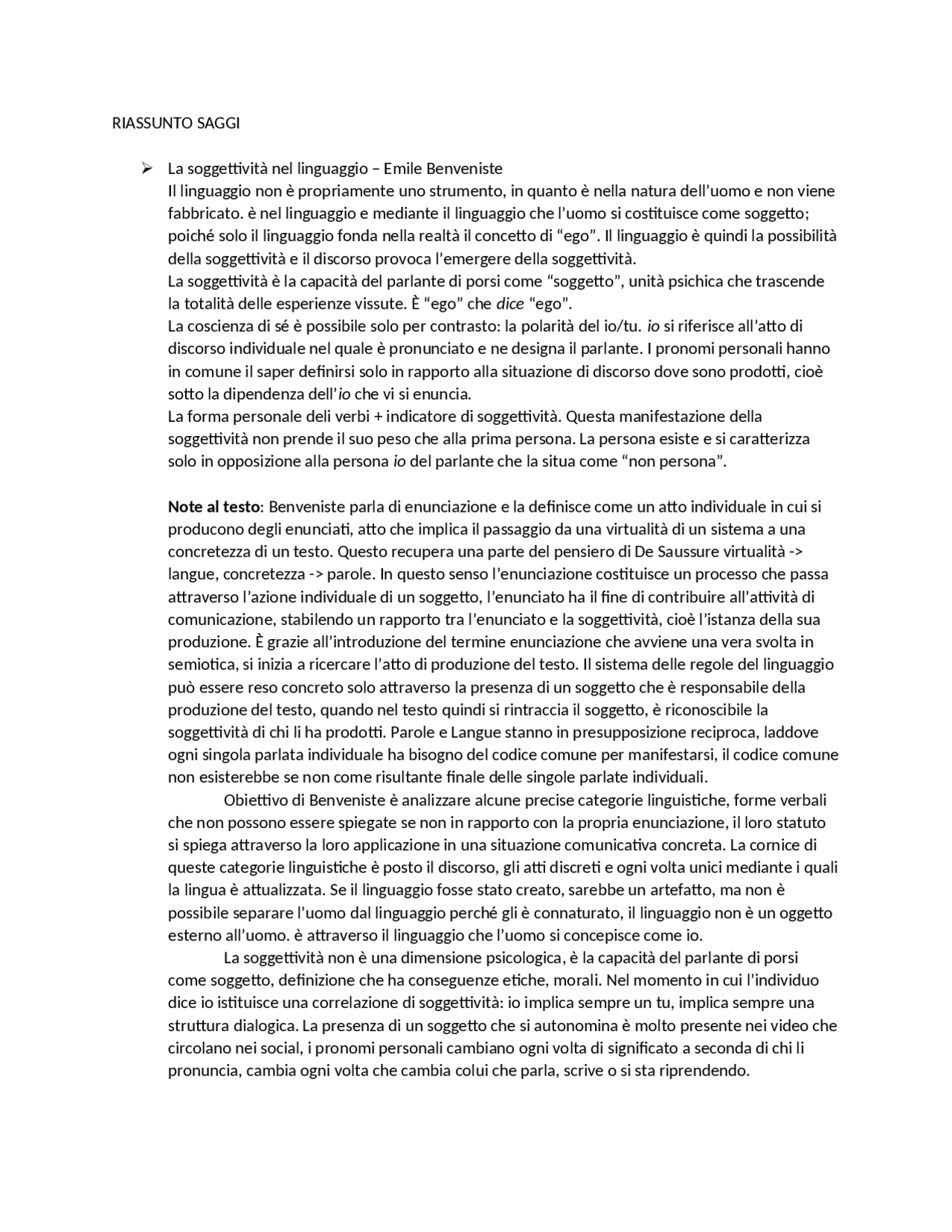 Riassunto Schematizzato Dei Saggi Semiotica Secondo Modulo Docsity
