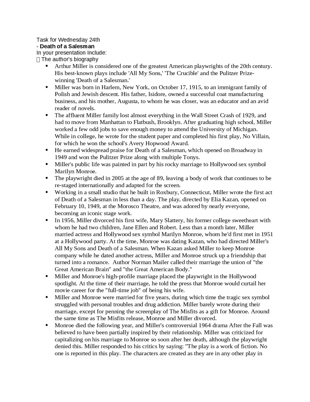 Analysis Death of a Salesman - Docsity