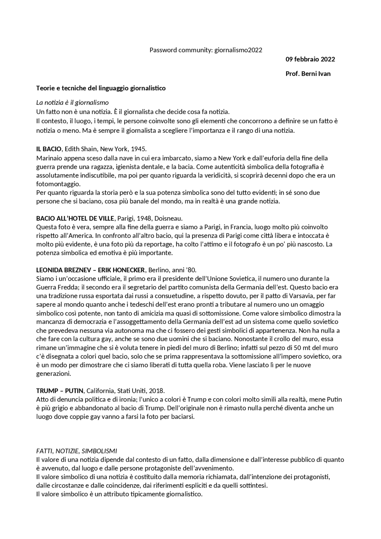 Appunti Completi Di Teoria E Tecniche Del Linguaggio Giornalistico